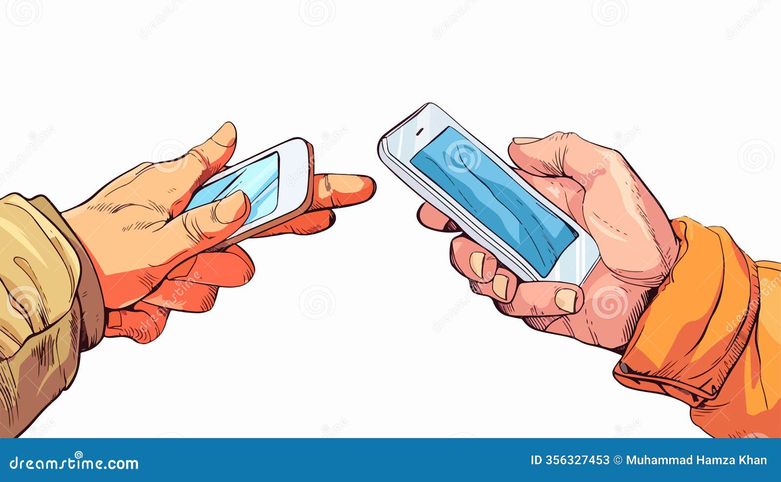Cartoon Hands Holding Phone and Touching Screen - Modern Technology ...
