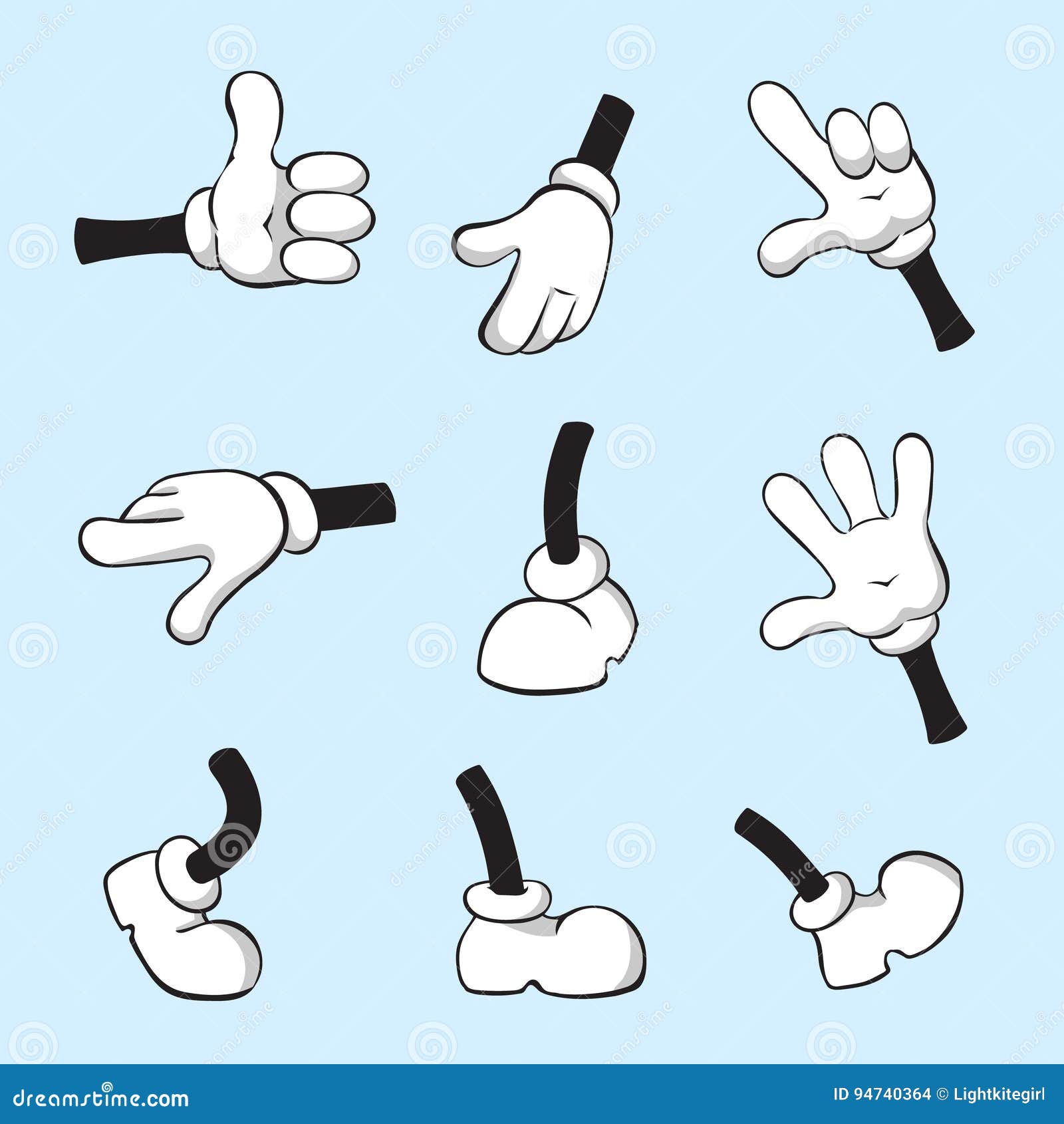 Cartoon Hands and Legs Vector Set for Animation, Illustration of ...