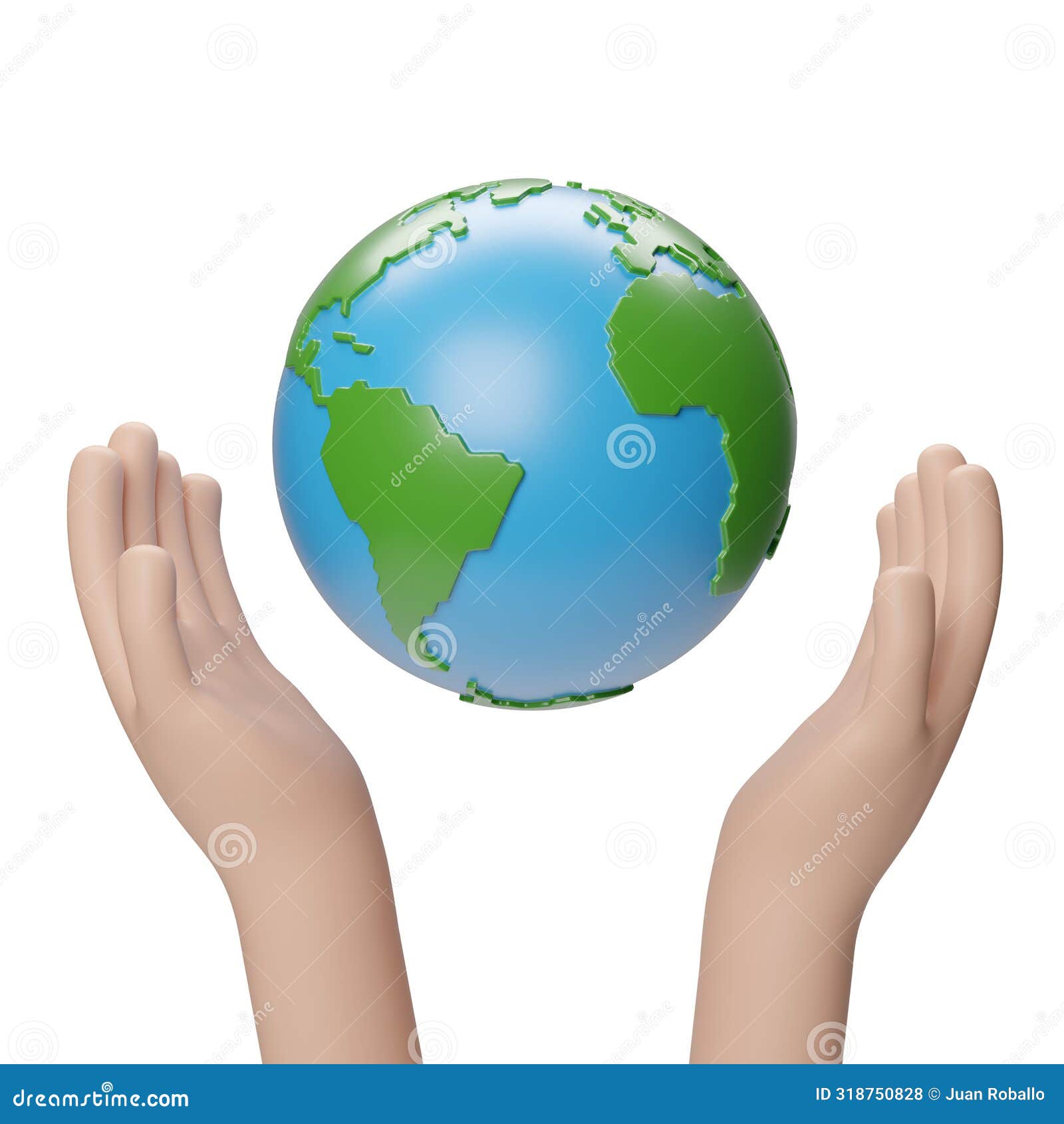 Cartoon Hands Lifting Planet Earth. 3d Illustration Stock Illustration ...