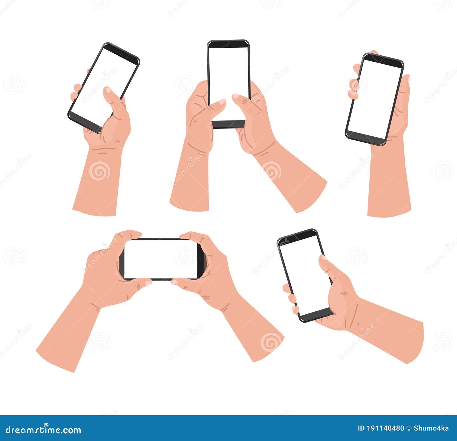Cartoon Hands And Mobile Phone Hand Of Man Holding Phone And Touch