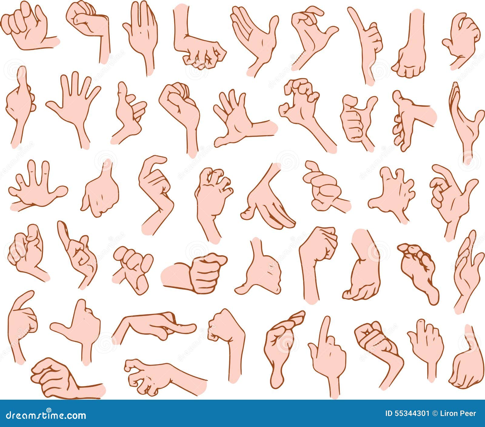 Cartoon Hands Pack 3 stock vector. Illustration of icon - 55344301