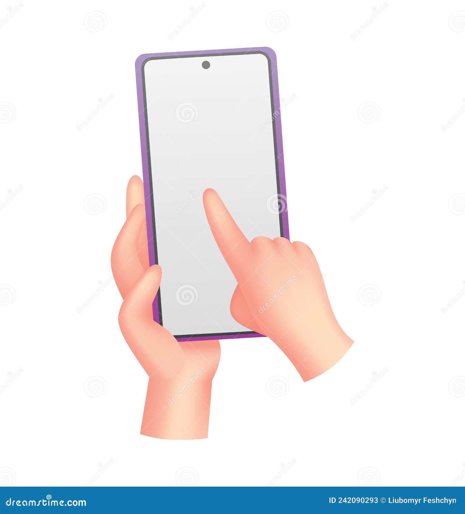 Cartoon Hands with Phone. Human Holding Phone with Empty Screen Stock ...
