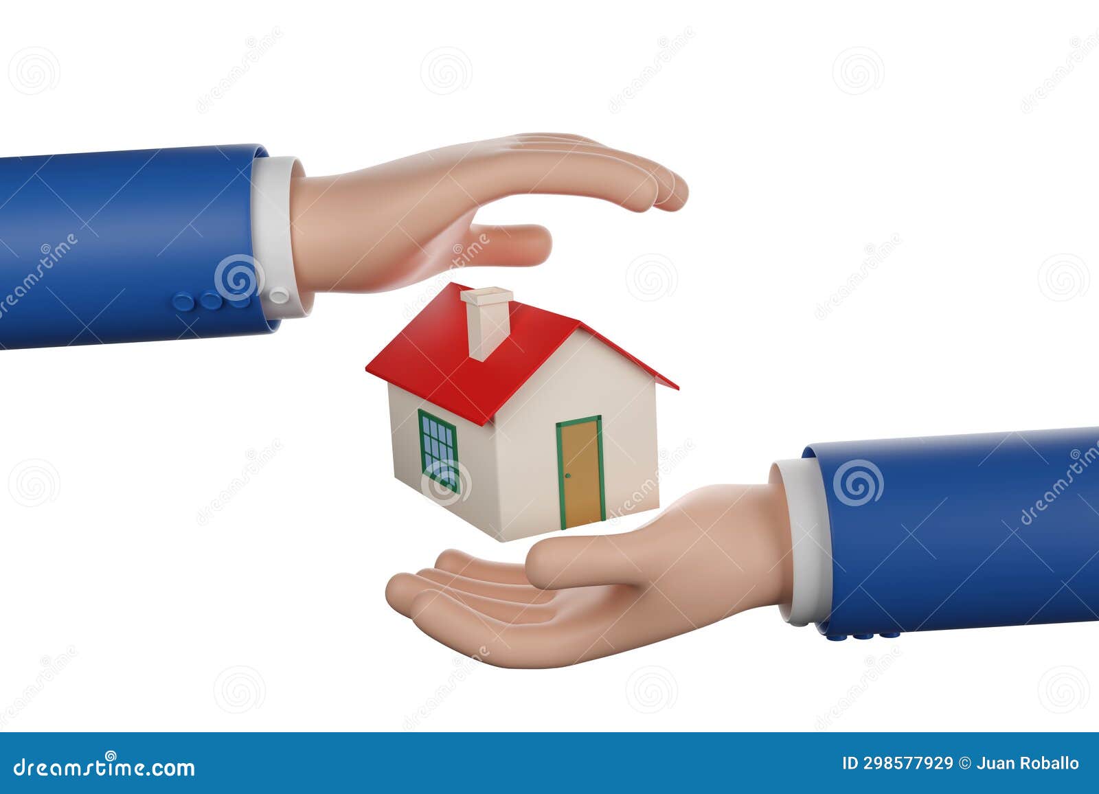 Cartoon Hands Protecting a House. 3d Illustration Stock Illustration ...