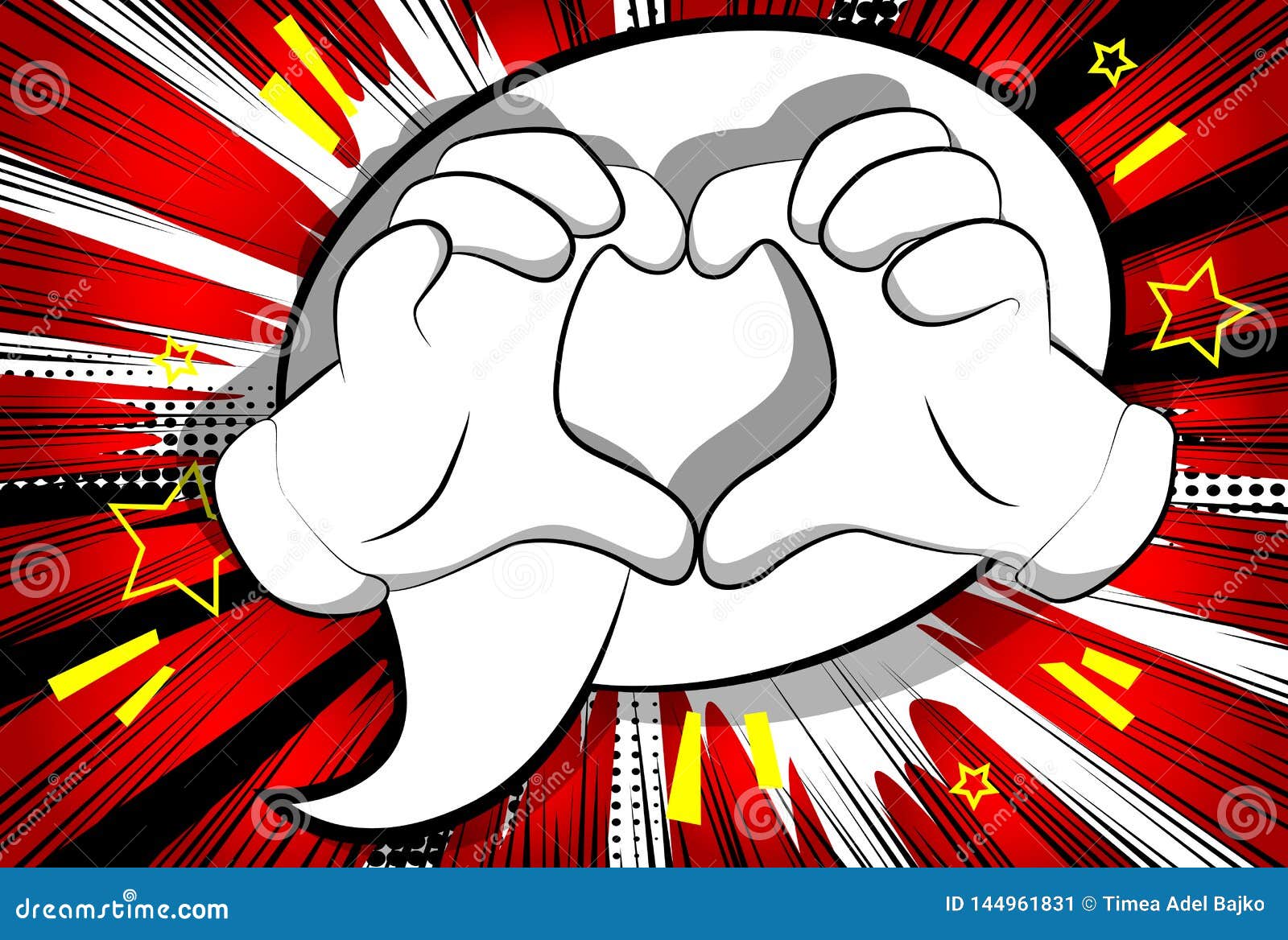 Cartoon Hands Showing Heart Shape Hand Gesture on Comic Book Background ... Cartoon Hands Showing Heart Shape Hand Gesture on Comic Book Background ...