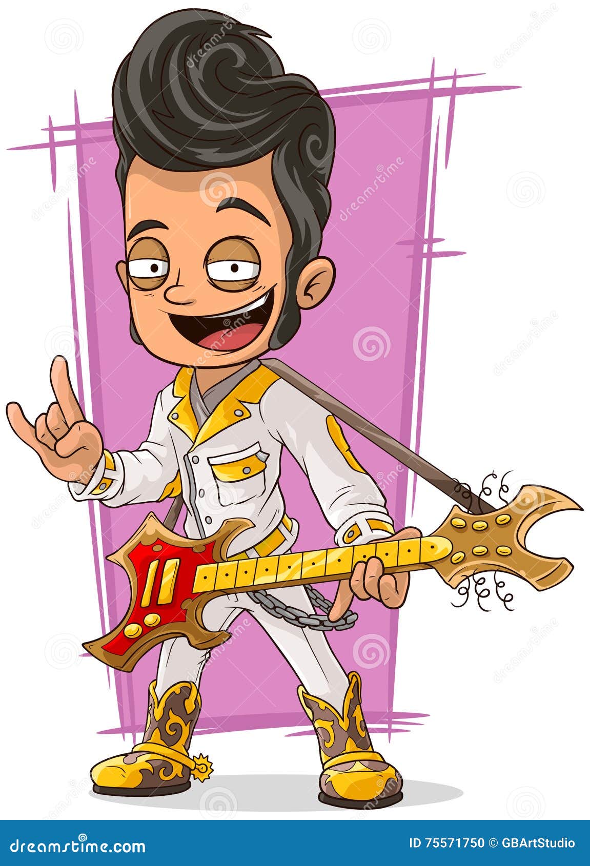 Cartoon Handsome Rock and Roll Guy Stock Vector - Illustration of ...