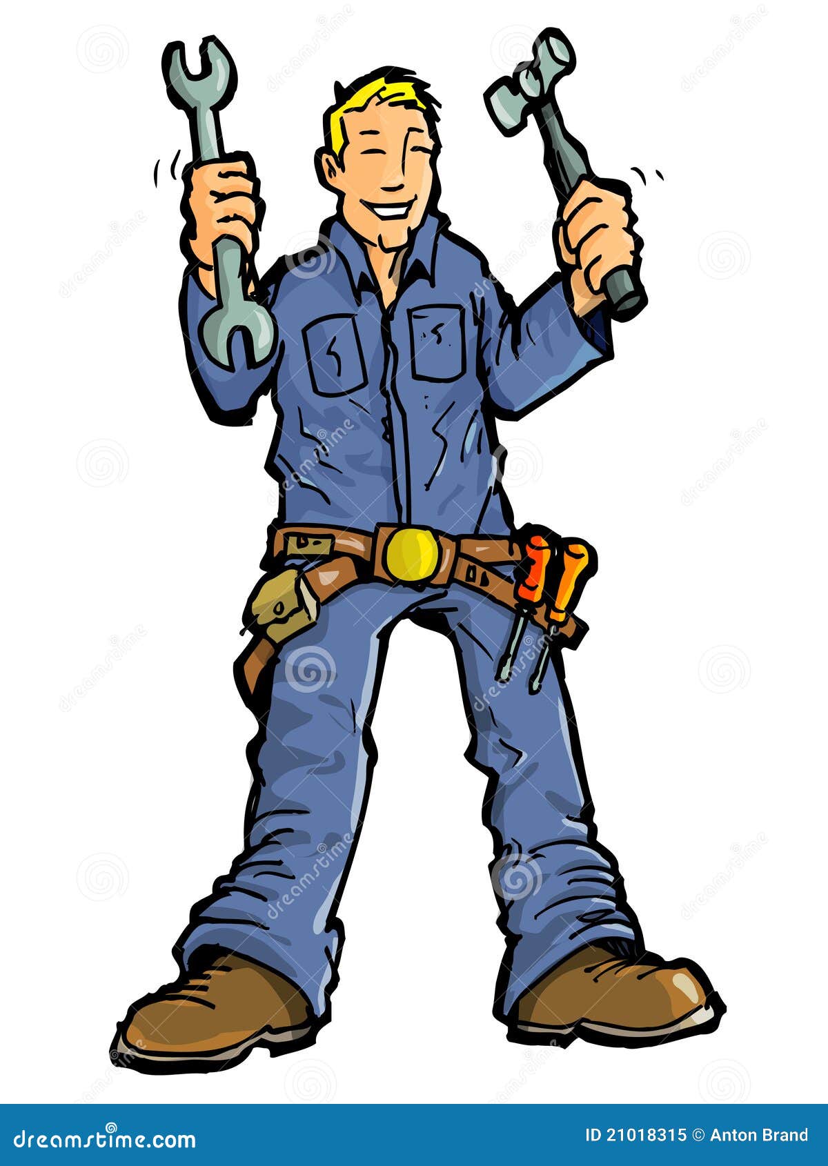 Cartoon Of A Handy Man With All His Tools. | CartoonDealer.com #21018315