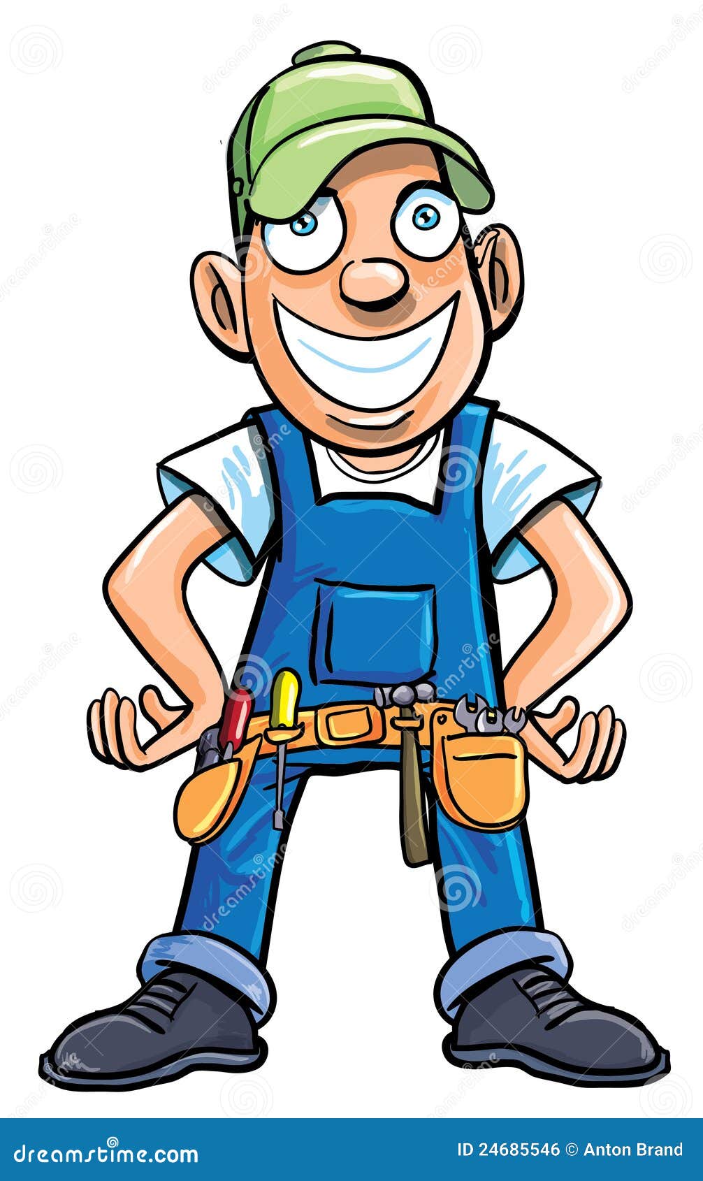 Cartoon Handyman with Tools. Stock Illustration - Illustration of ...