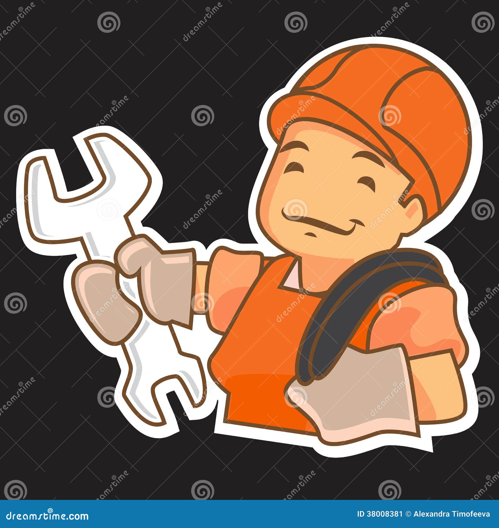 Cartoon Handyman with Tools Stock Vector - Illustration of helmet ...