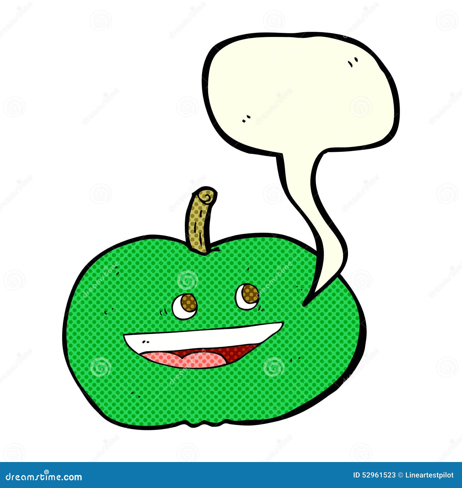 Cartoon Happy Apple with Speech Bubble Stock Illustration ...