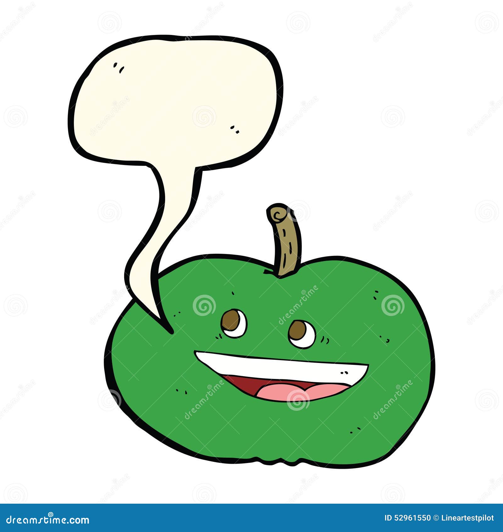 Cartoon Happy Apple with Speech Bubble Stock Illustration ...