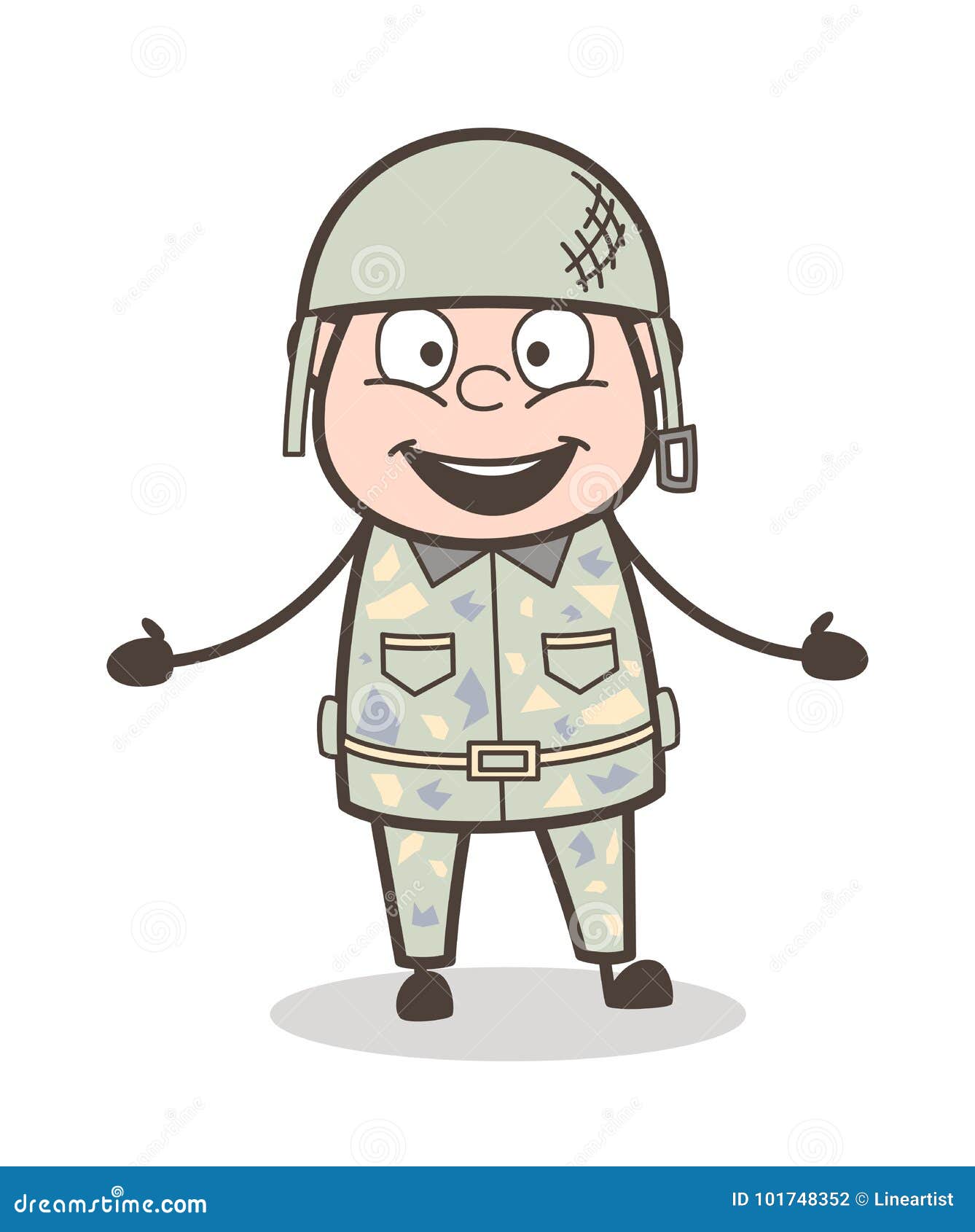 Cartoon Happy Army Man Presenting Vector Illustration Stock ...