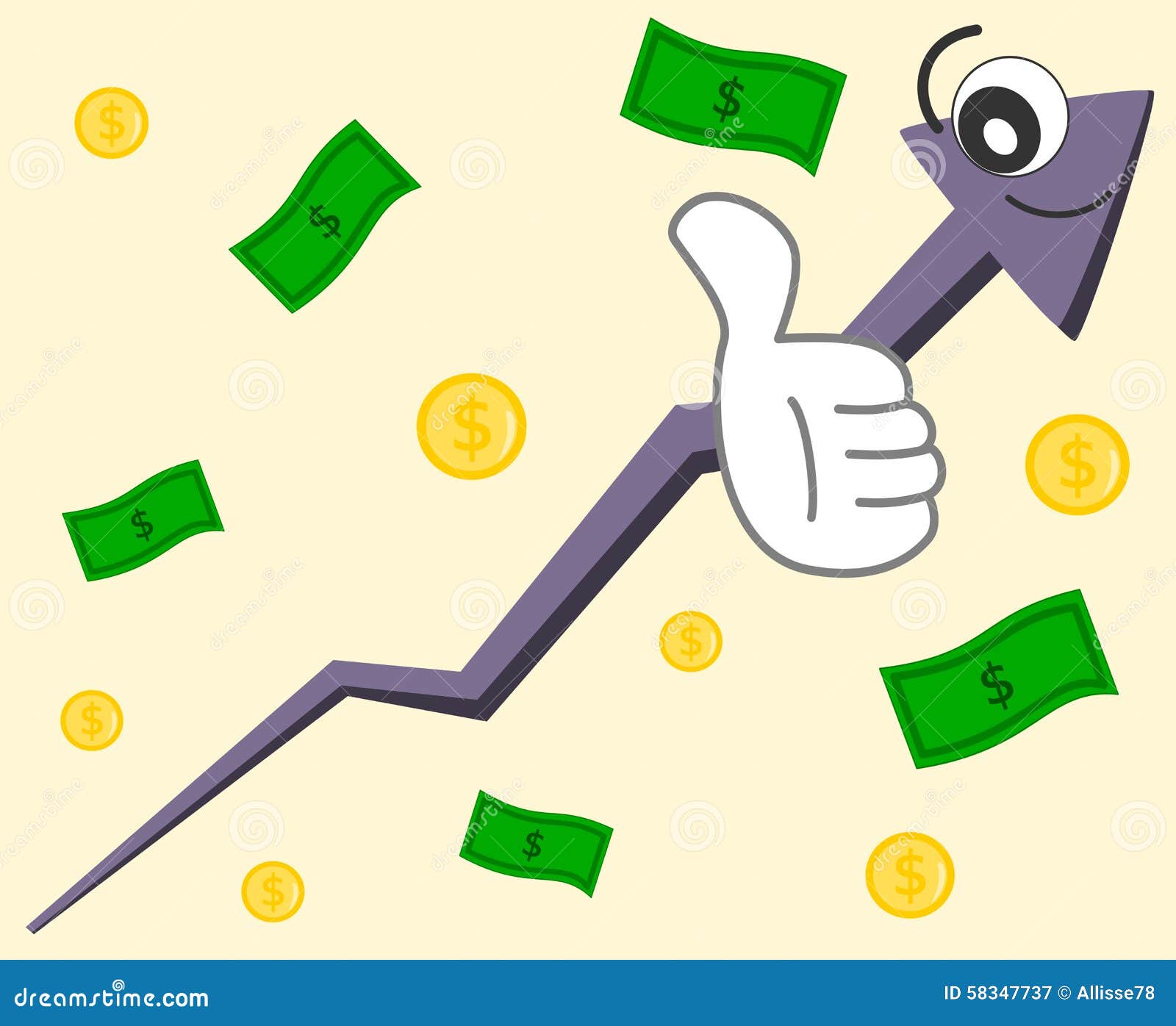 Cartoon Happy Arrow Graph Concept Illustration Stock Vector ...