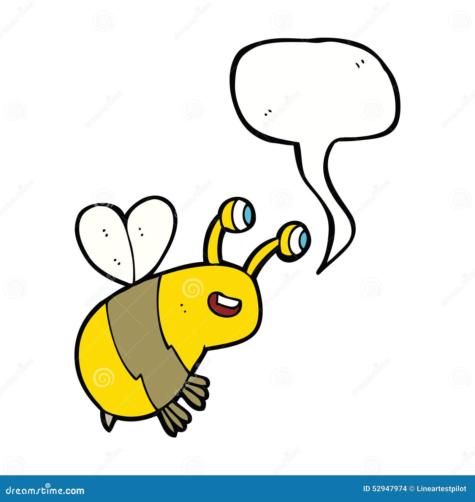 Cartoon Happy Bee with Speech Bubble Stock Illustration - Illustration ...
