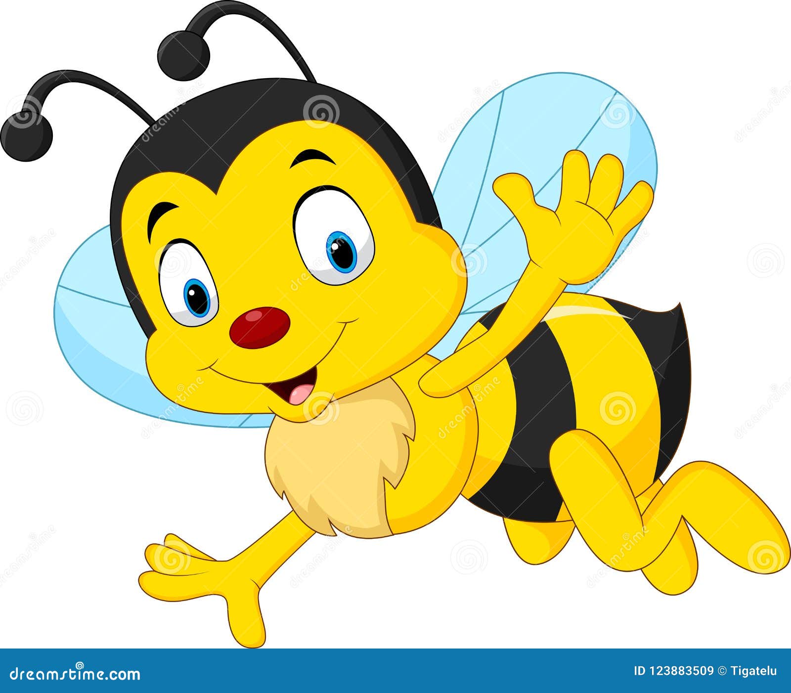 Cartoon happy bee waving stock vector. Illustration of honey - 123883509