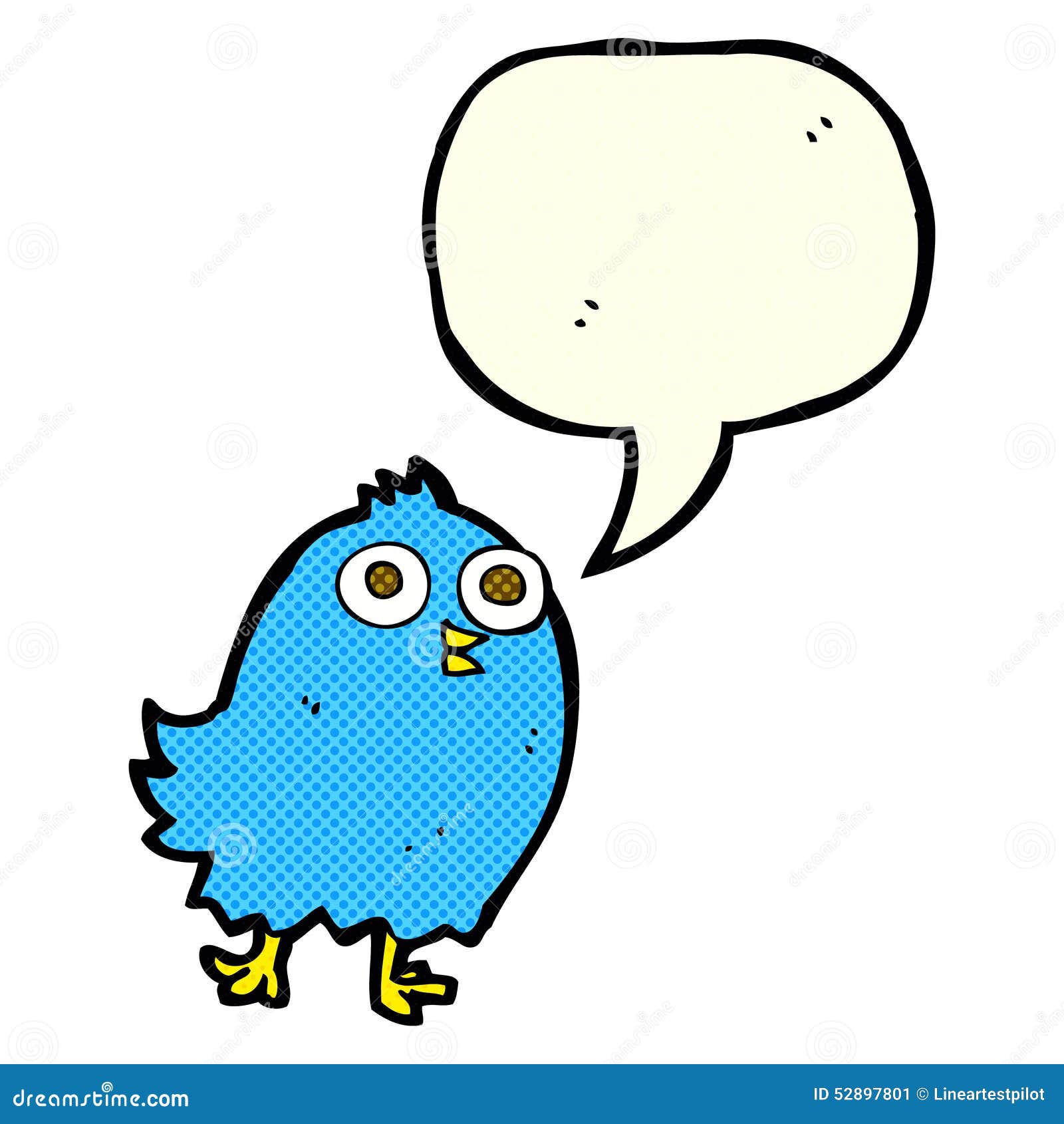 Cartoon Happy Bird with Speech Bubble Stock Illustration - Illustration ...