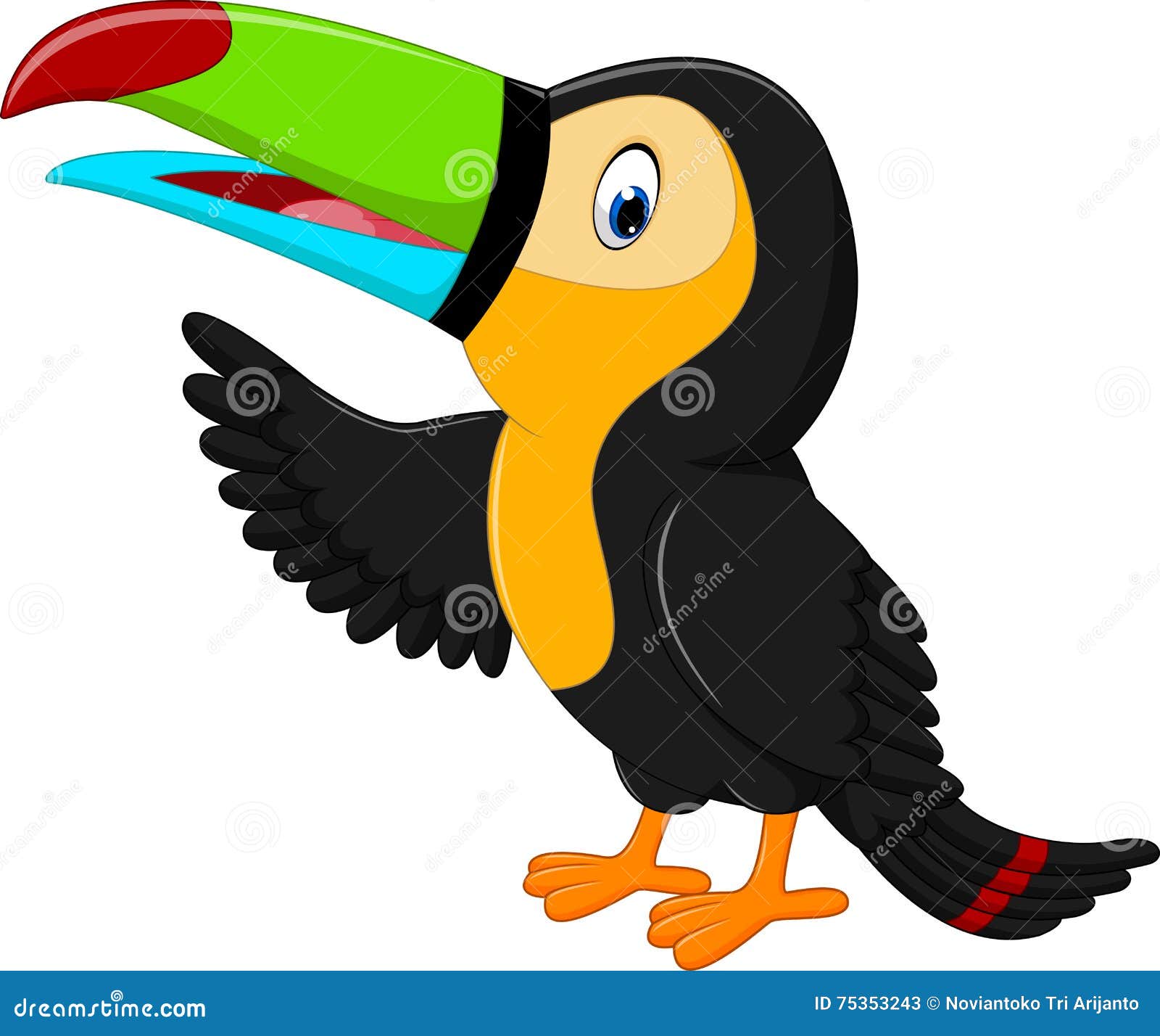 Cartoon happy bird toucan stock vector. Illustration of standing - 75353243