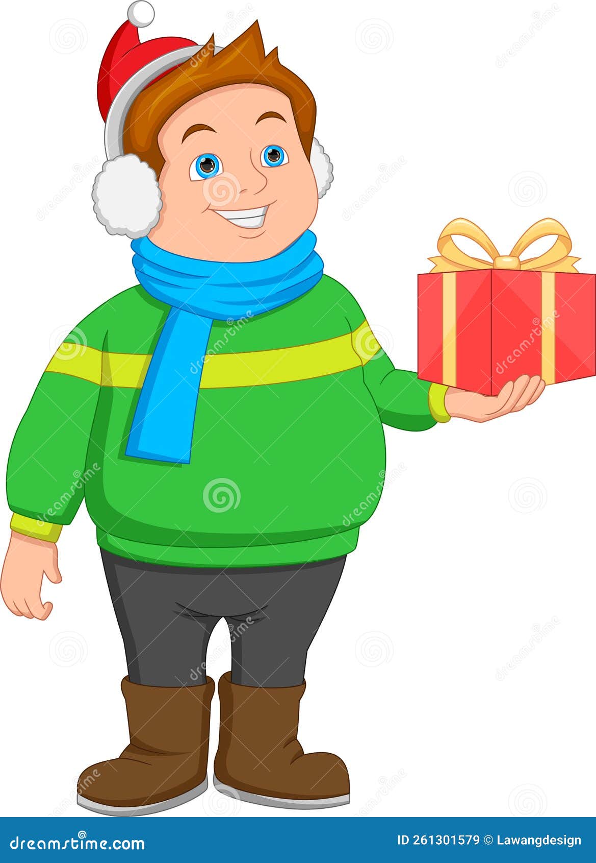 Cartoon Happy Boy Holding a Gift Stock Vector - Illustration of cute ...