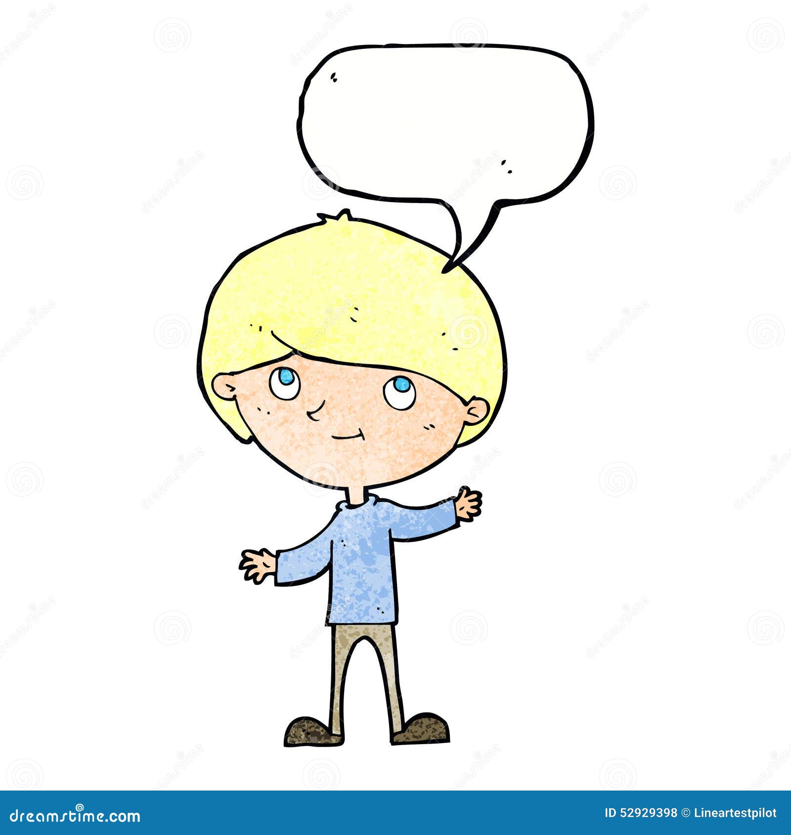 Cartoon Happy Boy with Speech Bubble Stock Illustration - Illustration ...