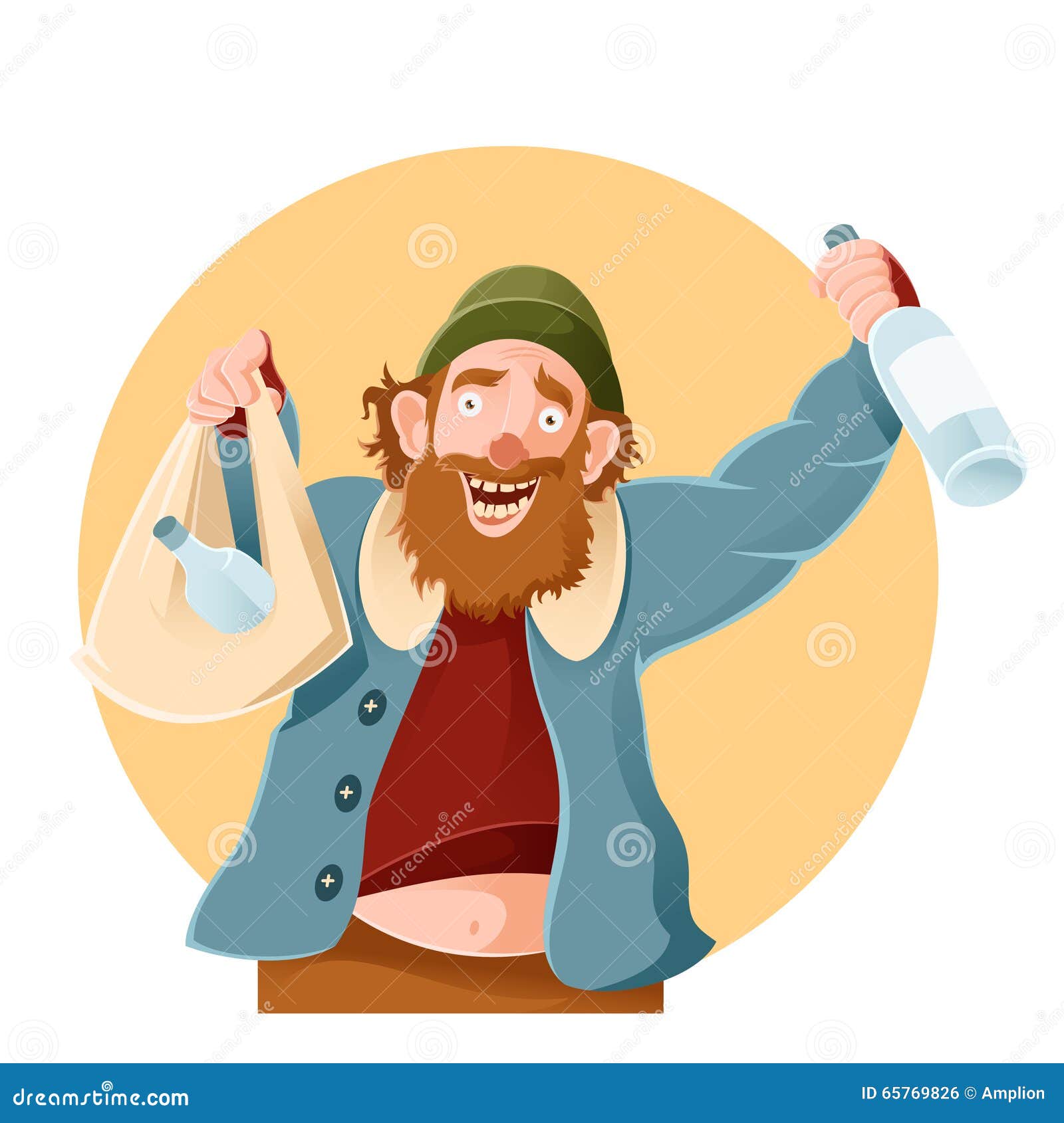 Happy Homeless Man Cartoon