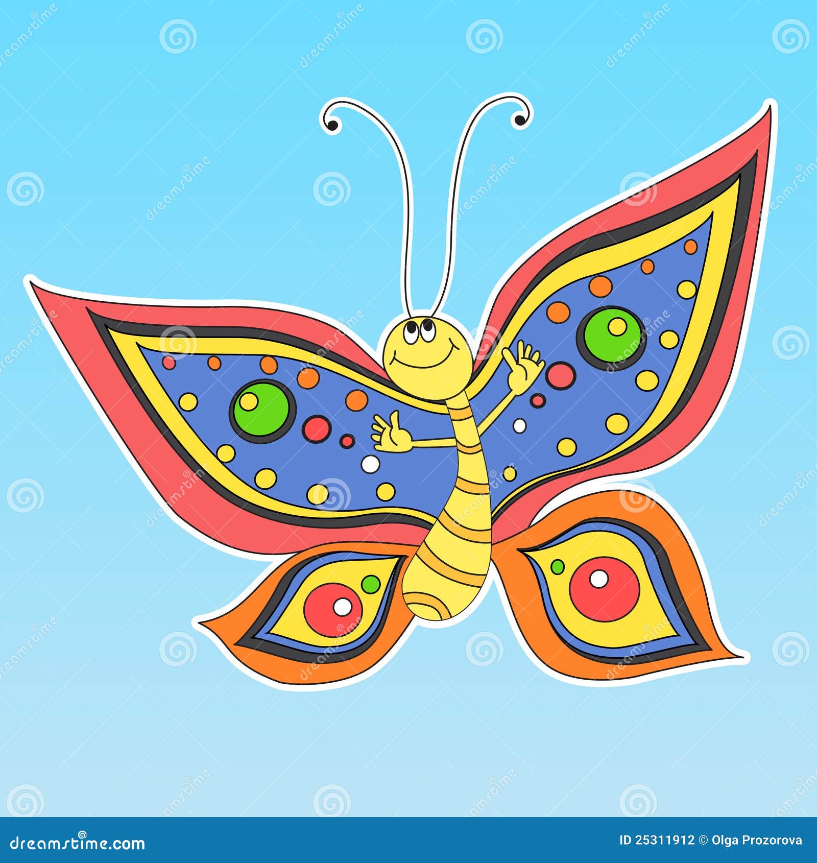 Cartoon happy butterfly stock vector. Illustration of caricature - 25311912