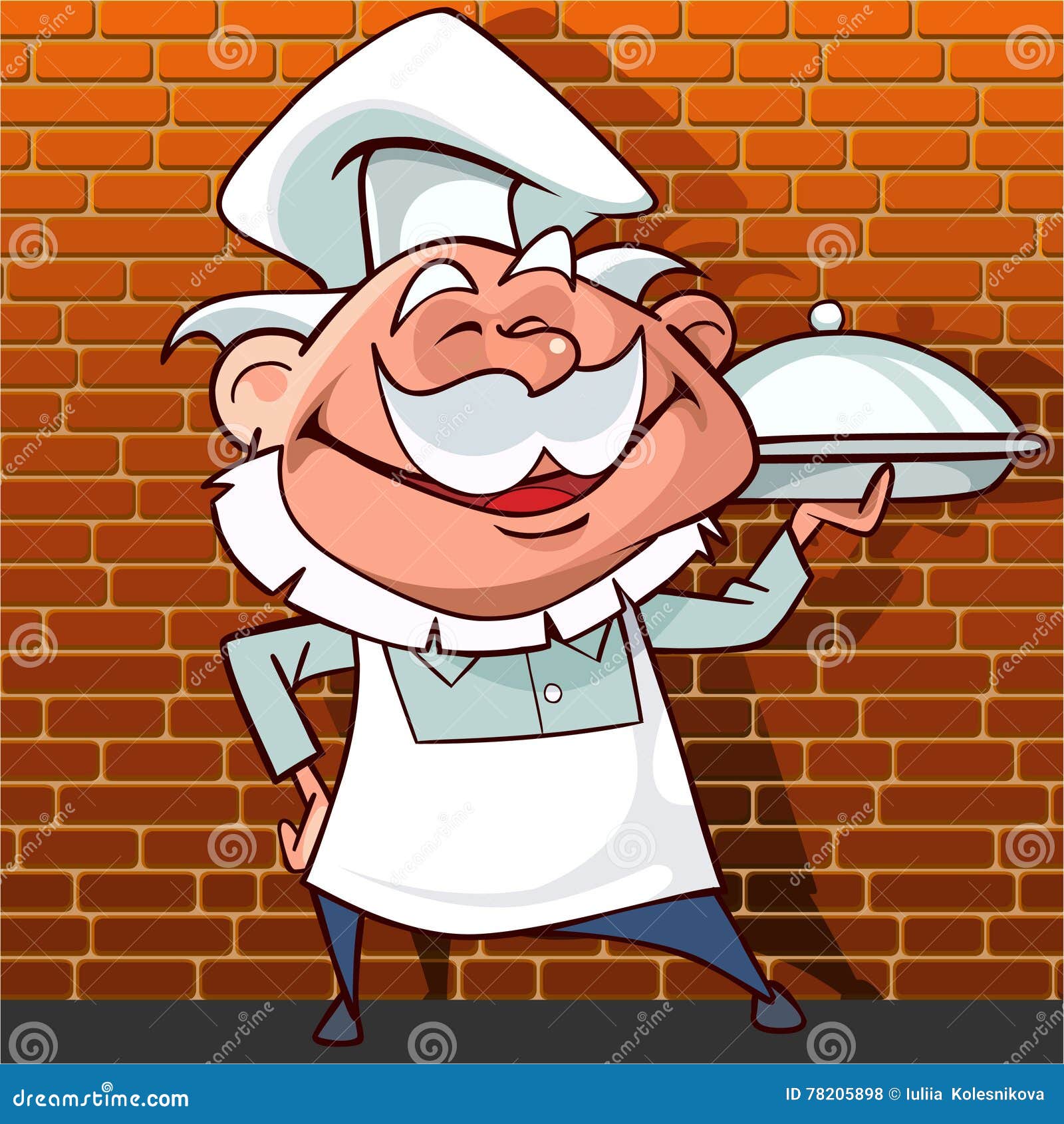 Cartoon Happy Chef Holding a Dish in Hand Stock Vector - Illustration ...
