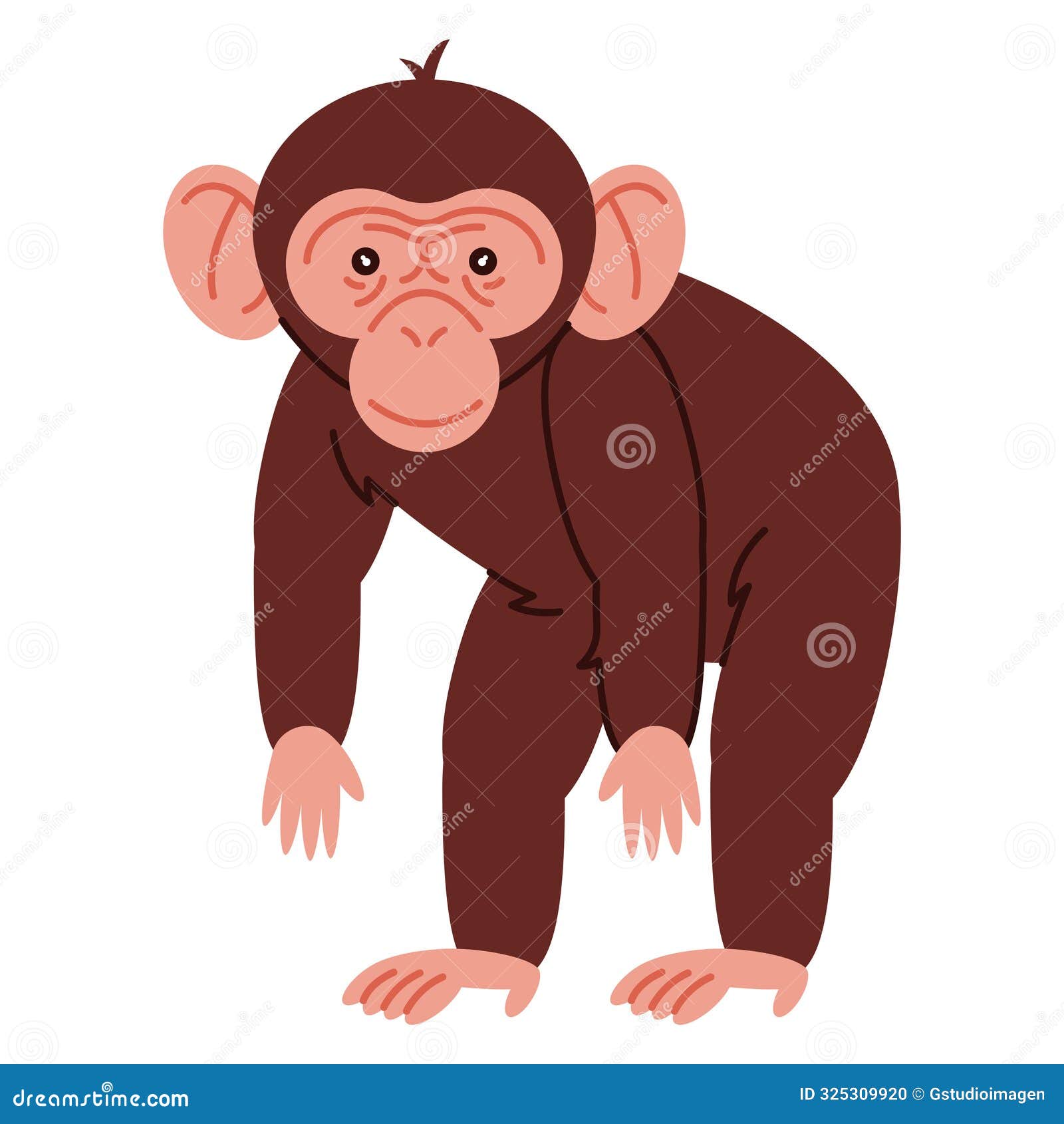 Cartoon Happy Chimpanzee Standing Stock Illustration - Illustration of ...