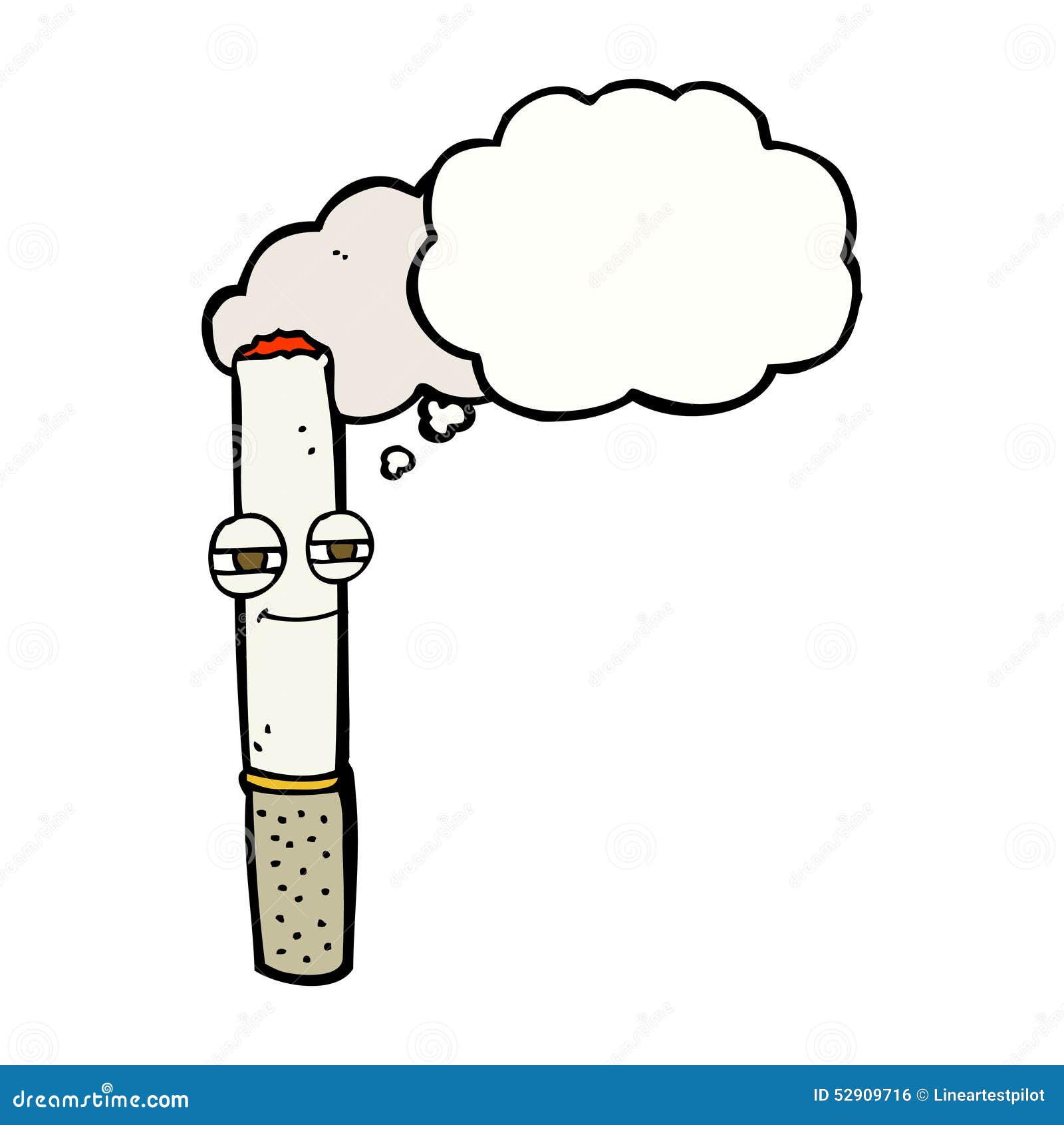 Cartoon Happy Cigarette with Thought Bubble Stock Illustration ...