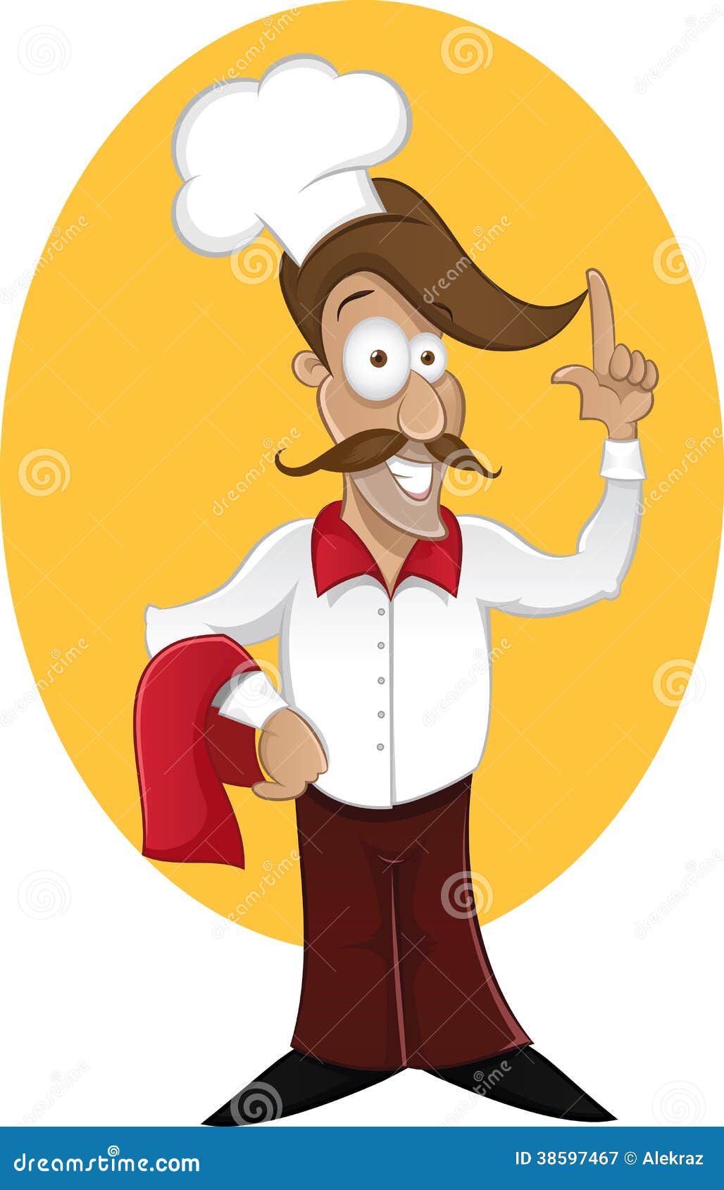 Cartoon Happy Cook Finger Pointing Stock Vector - Illustration of ...