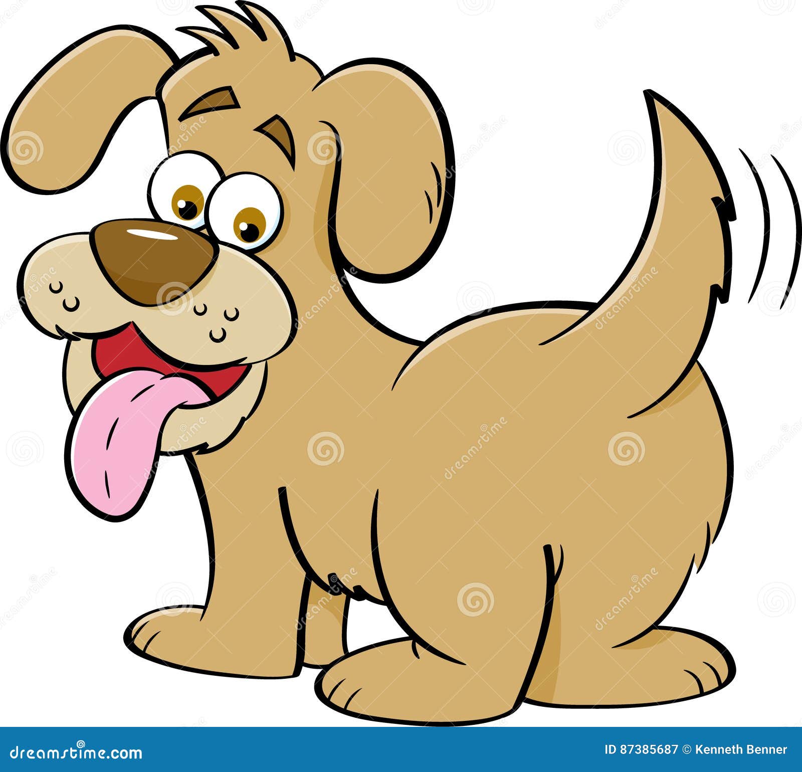 Cartoon Happy Dog Looking Backwards. Stock Vector - Illustration of ...