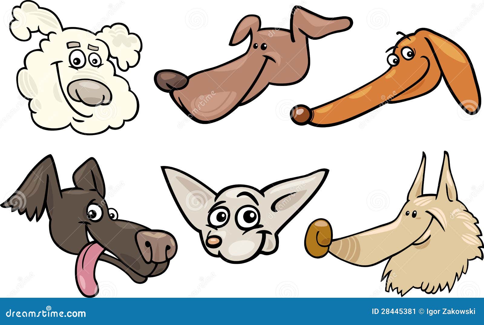 Cartoon Happy Dogs Heads Set Stock Vector - Illustration of beige ...
