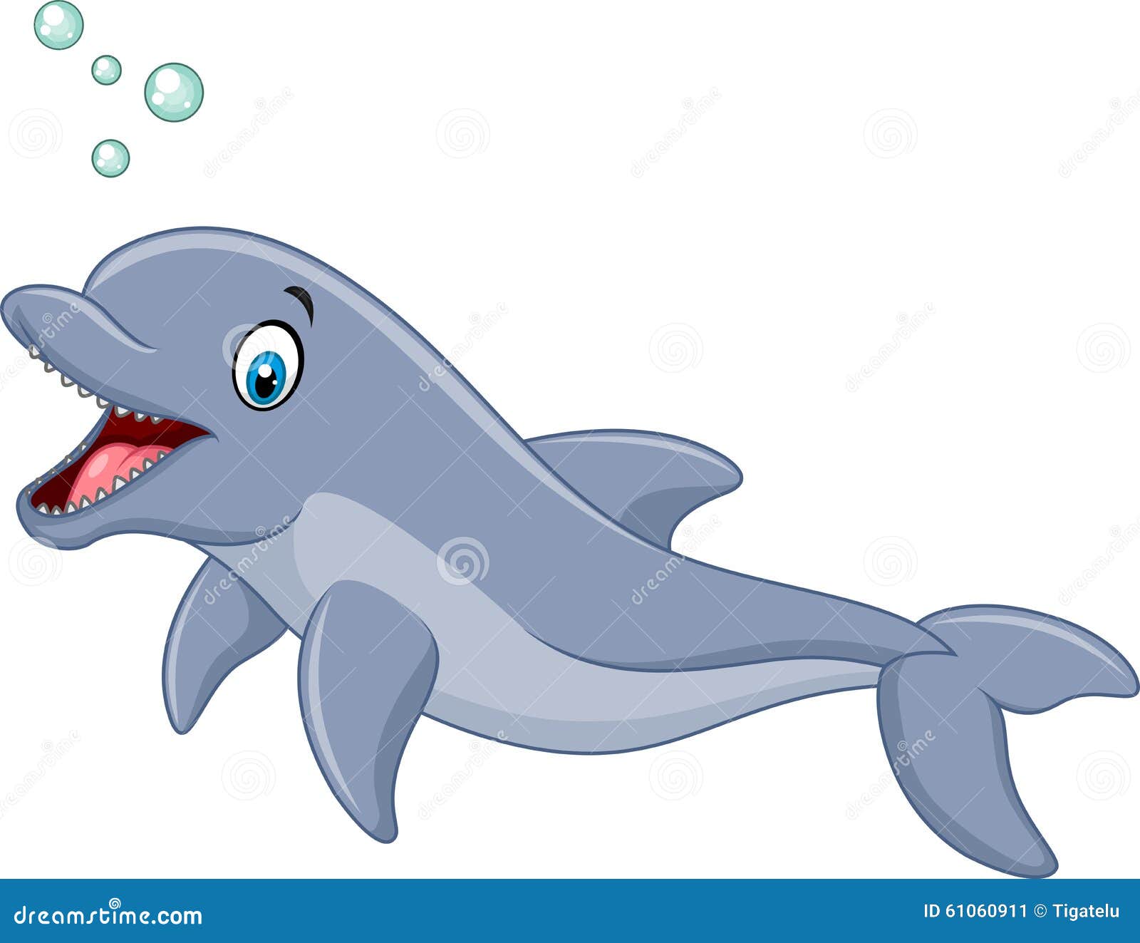Cartoon Happy Dolphin Isolated on White Background Stock Vector ...