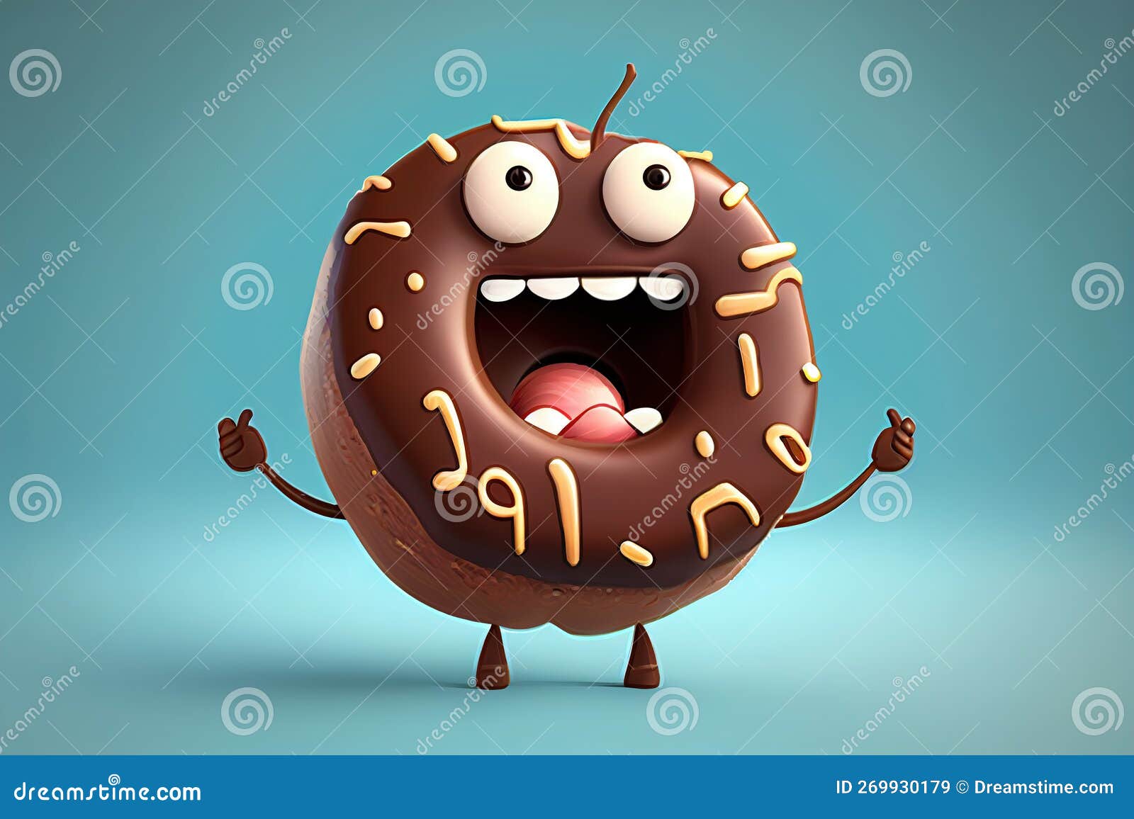 Cartoon Happy Donut Character in Chocolate. Ai Generative Stock ...