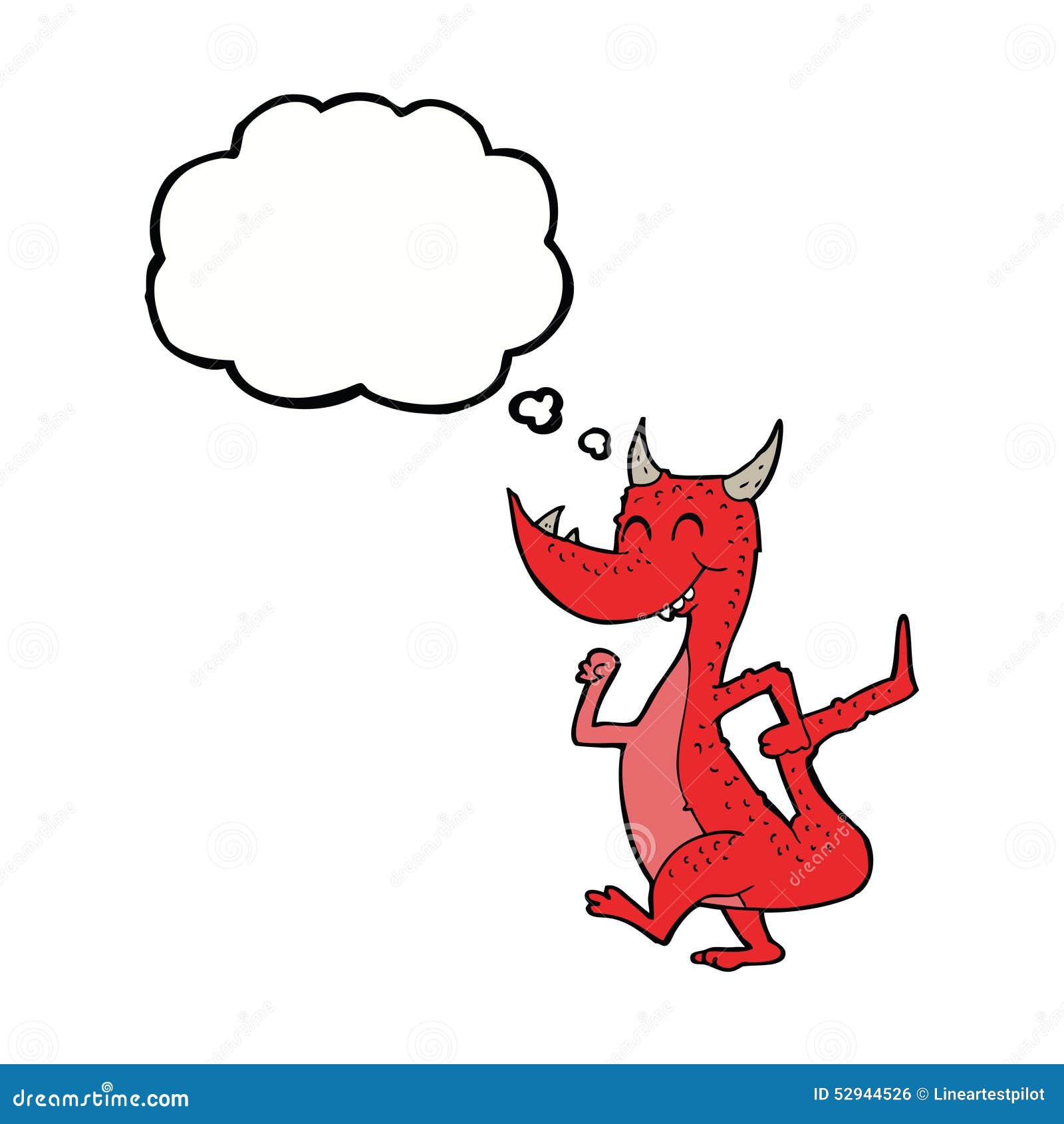 Cartoon Happy Dragon with Thought Bubble Stock Illustration ...