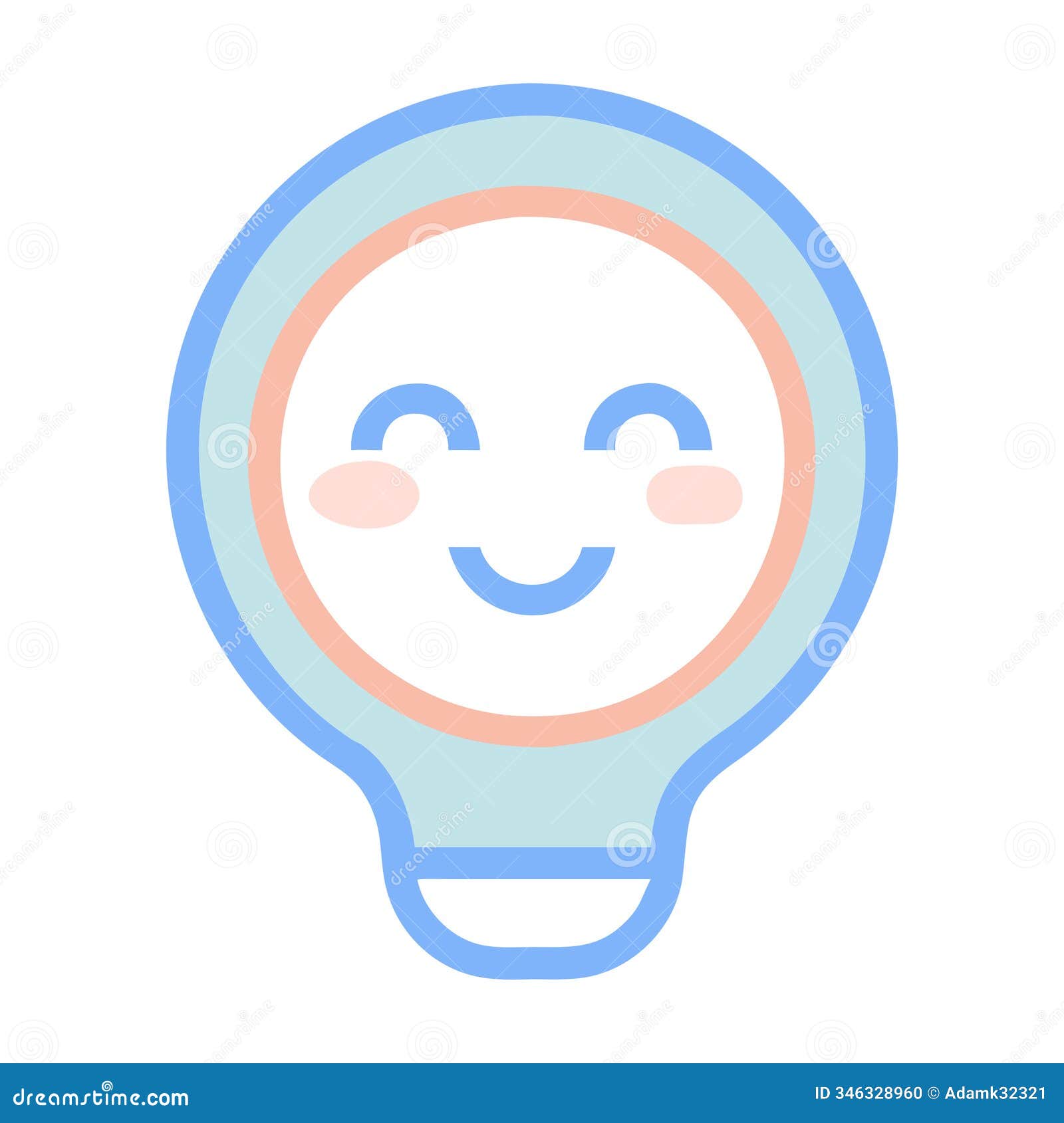 Cartoon Happy Face in Light Bulb Shape Vector Illustration for ...