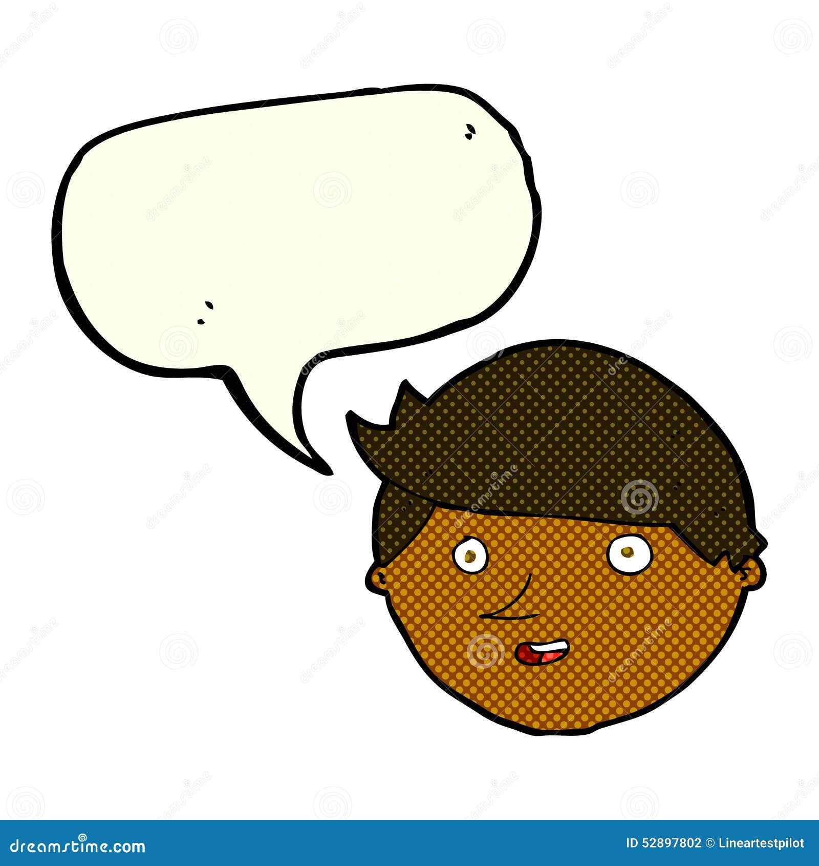 Cartoon Happy Face with Speech Bubble Stock Illustration - Illustration ...