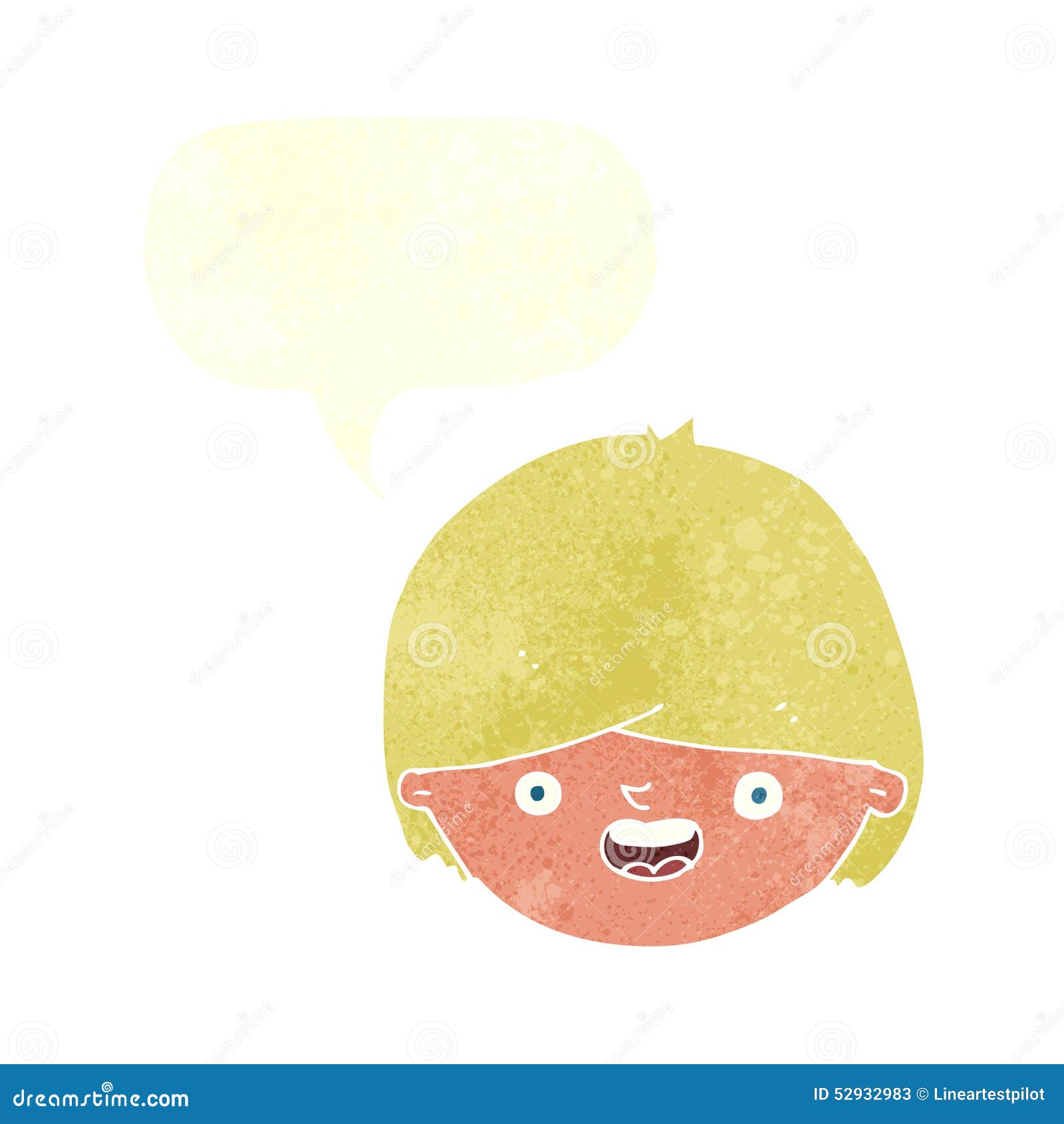 Cartoon Happy Face with Speech Bubble Stock Illustration - Illustration ...