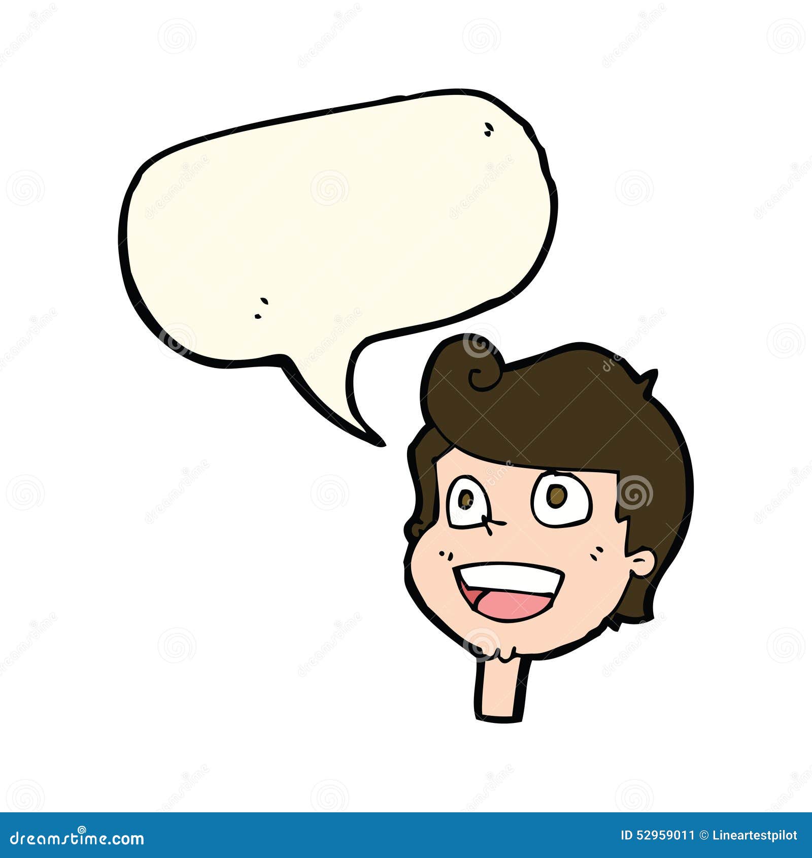 Cartoon Happy Face with Speech Bubble Stock Illustration - Illustration ...