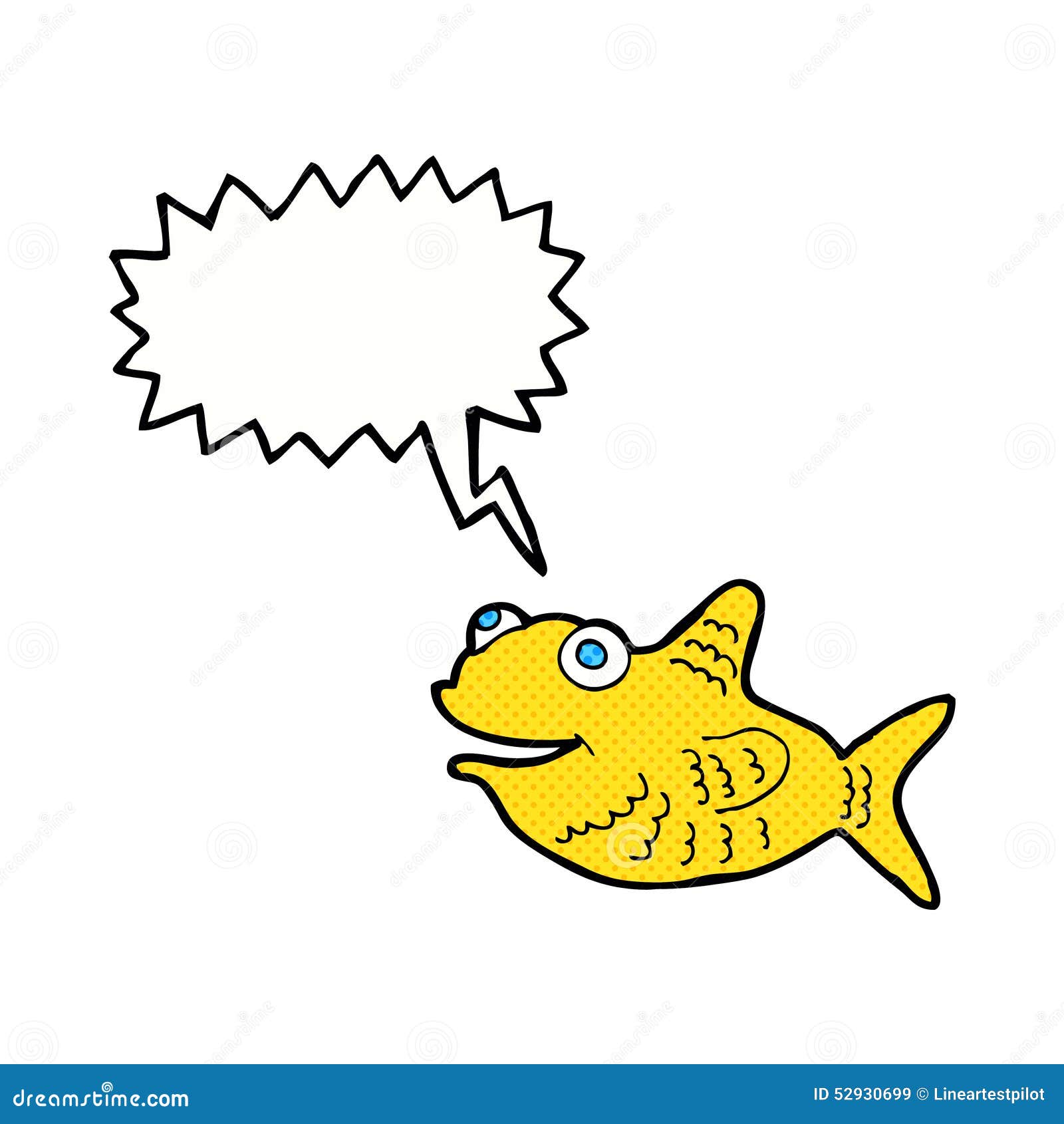 Cartoon Happy Fish with Speech Bubble Stock Illustration - Illustration ...