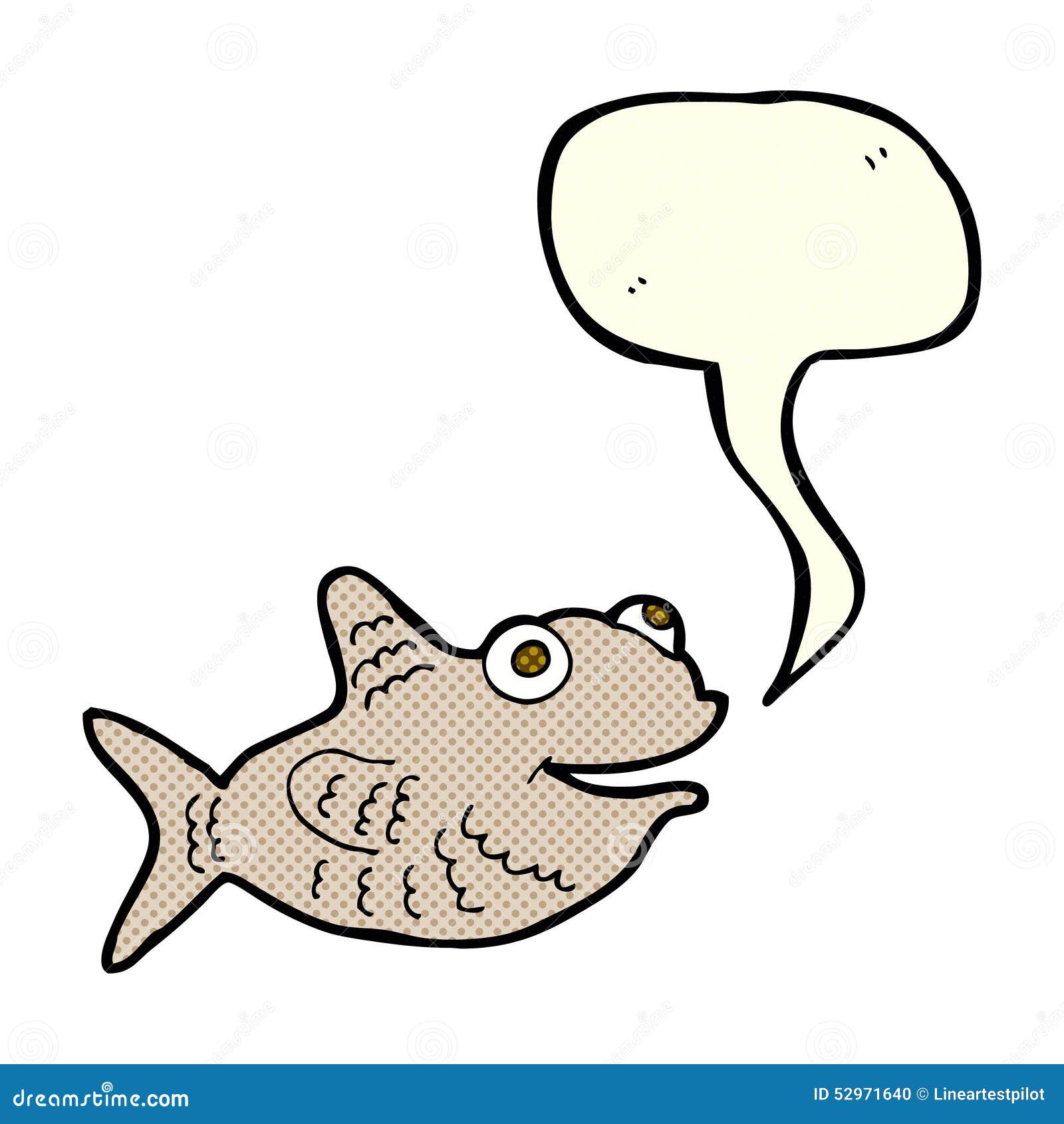 Cartoon Happy Fish with Speech Bubble Stock Illustration - Illustration ...