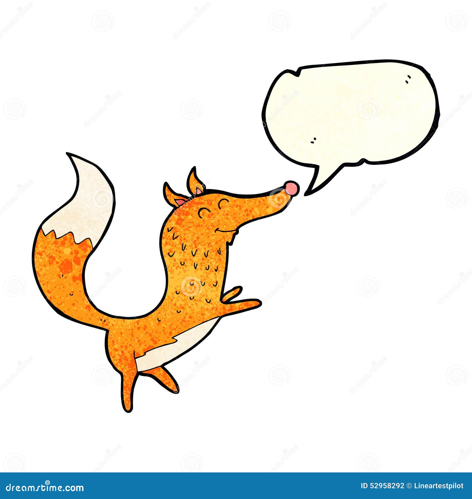 Cartoon Happy Fox with Speech Bubble Stock Illustration - Illustration ...