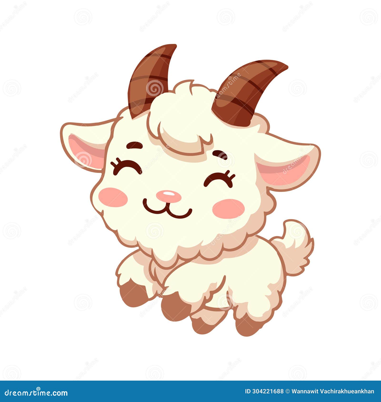 Cartoon Happy Goat Isolated on White Background Stock Vector ...