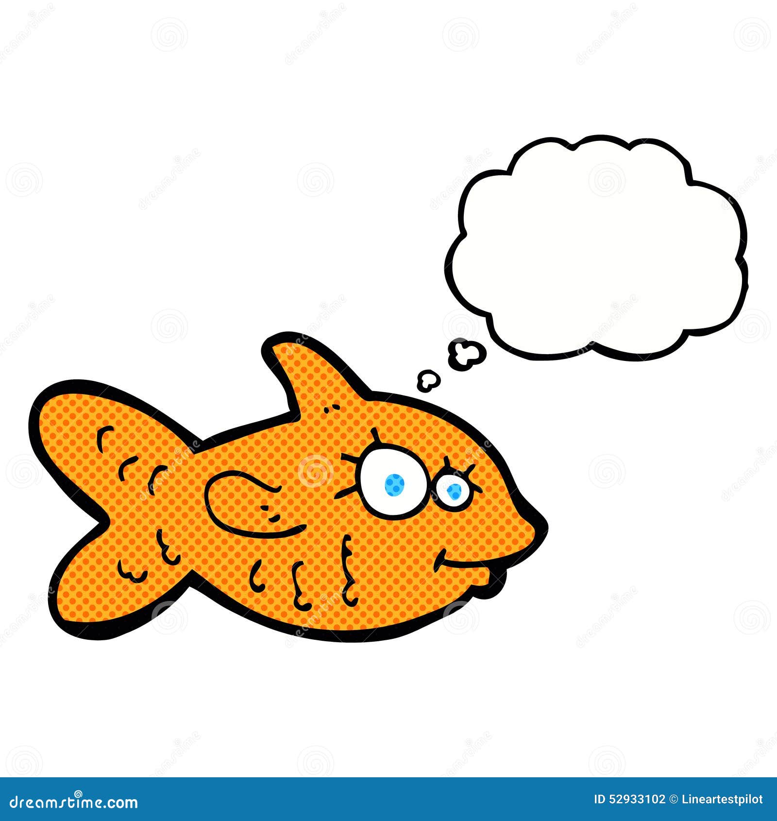 Cartoon Happy Goldfish with Thought Bubble Stock Illustration ...