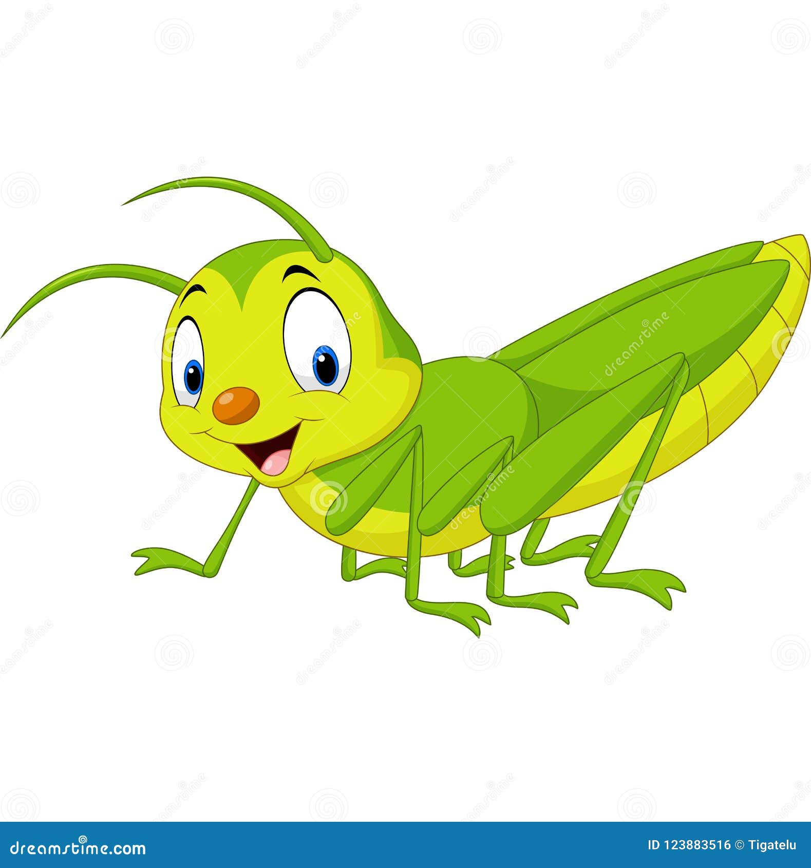 Happy Grasshopper Cartoon Waving Hand | CartoonDealer.com #74624201