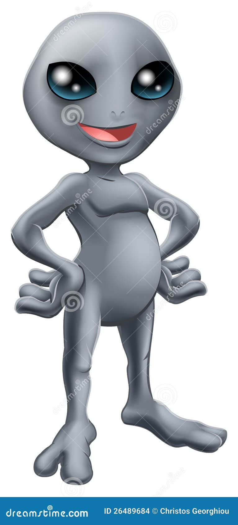 Cartoon happy grey alien stock vector. Illustration of clip - 26489684