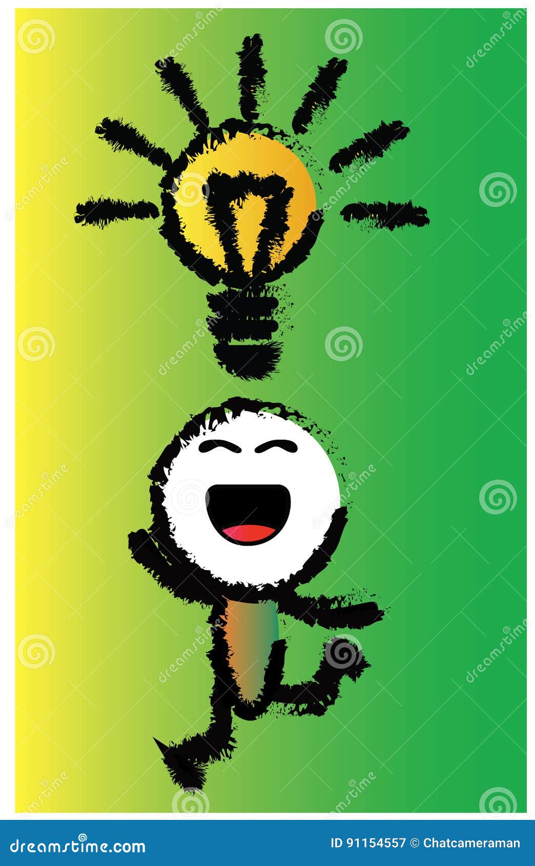 Cartoon happy idea stock illustration. Illustration of solution - 91154557