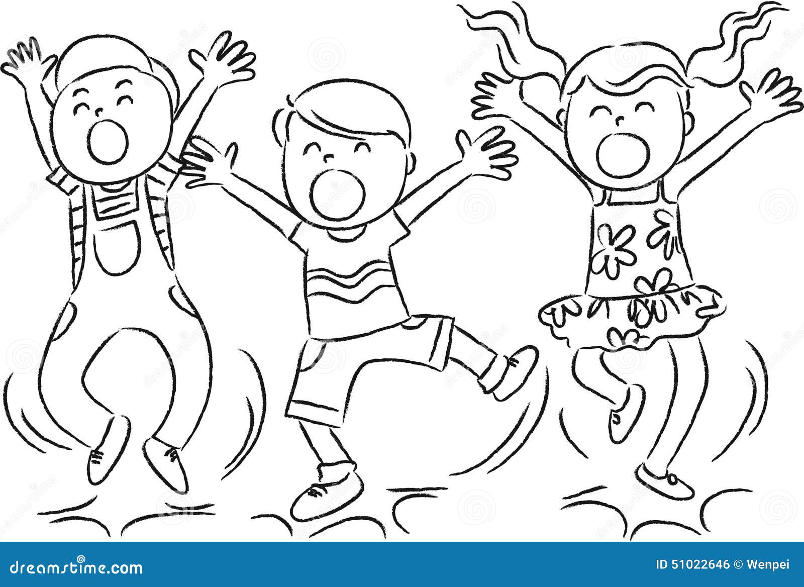 Cartoon happy jumping kids stock illustration. Illustration of jumping ...