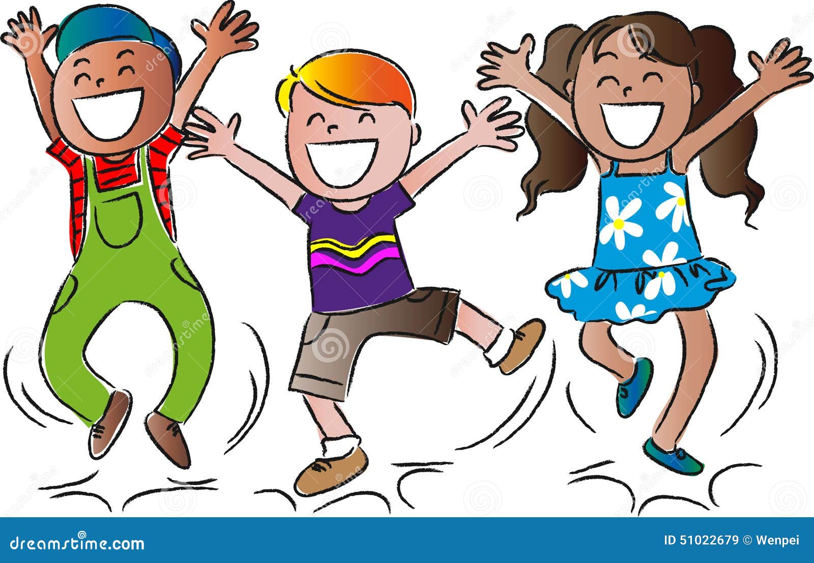 Cartoon happy jumping kids stock illustration. Illustration of play ...