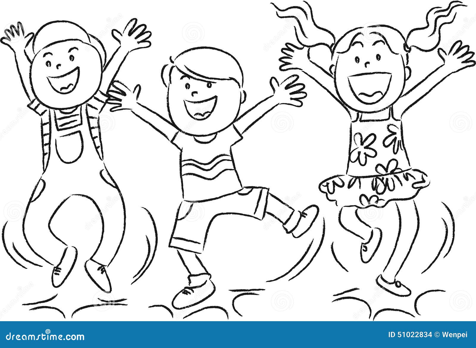 Cartoon happy jumping kids stock illustration. Illustration of emotion ...