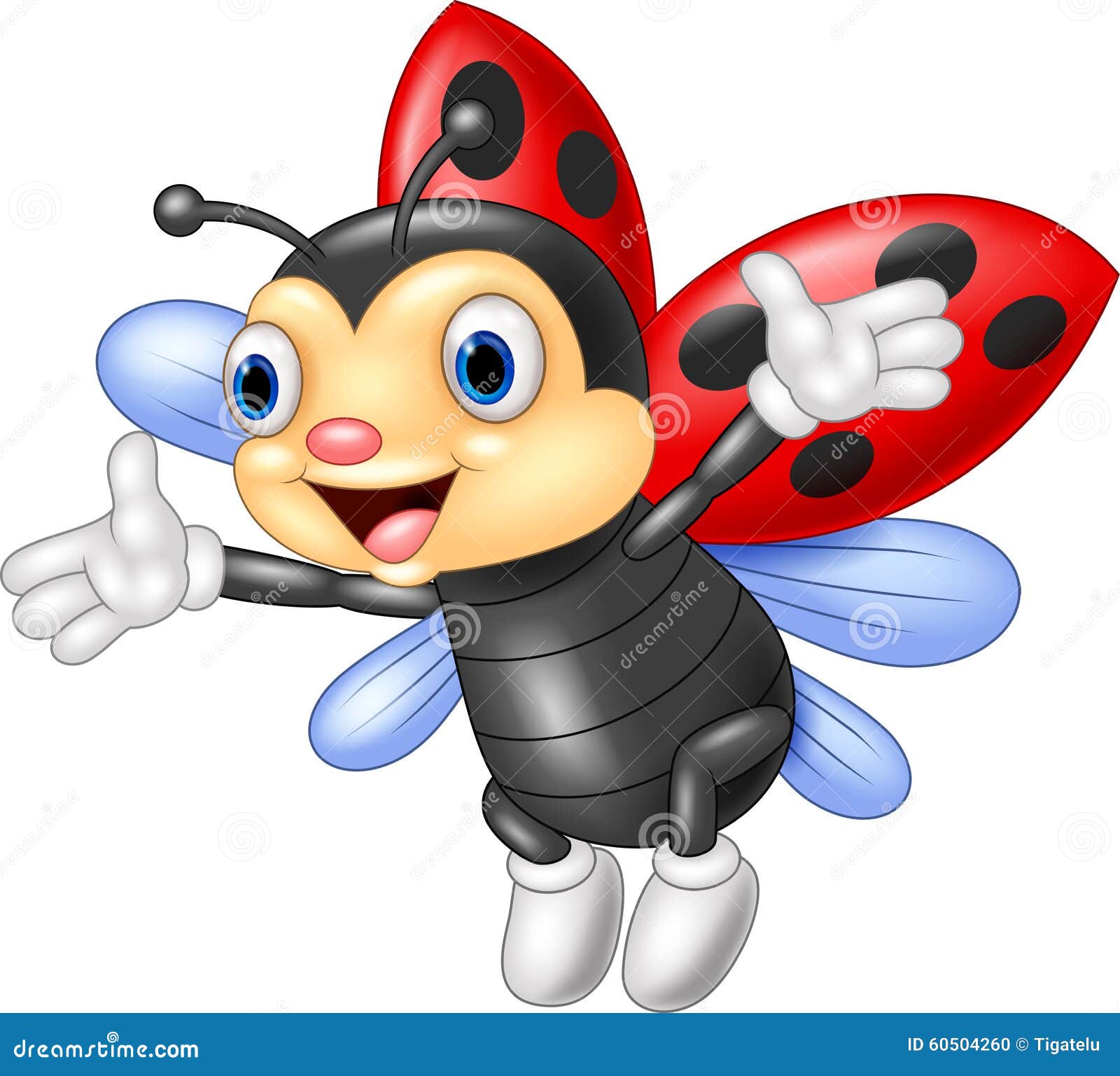 Cartoon Happy Ladybug Waving Stock Vector - Illustration of funny ...