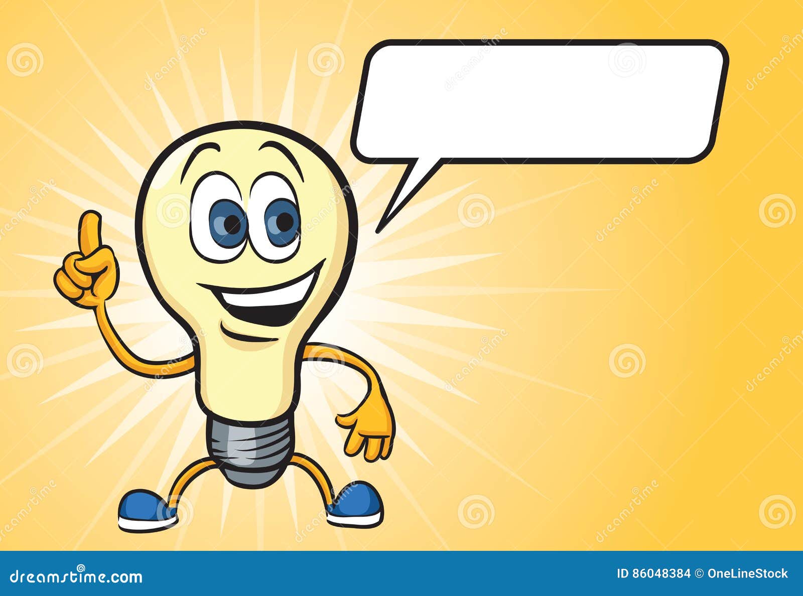 Cartoon Happy Light Bulb Character Stock Vector - Illustration of full ...